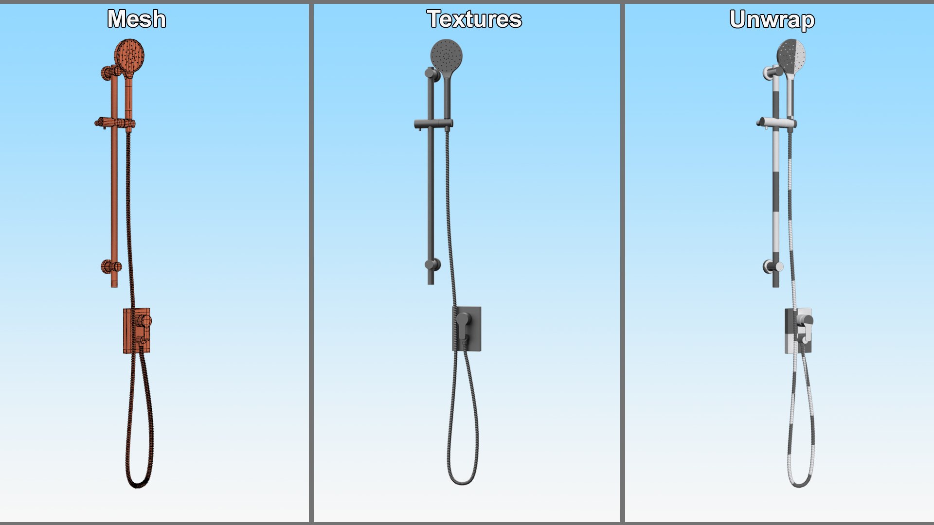 Handheld Shower System Black 3D Model - TurboSquid 2089892
