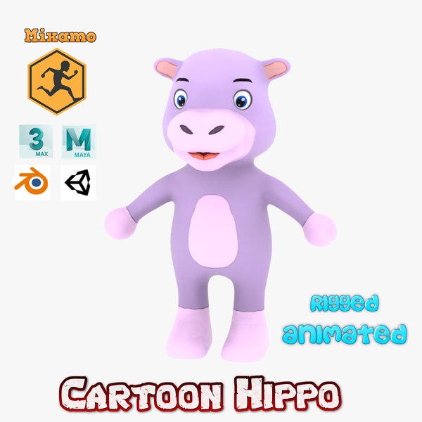 Cartoon Hippo Animated 3D model - TurboSquid 2013765