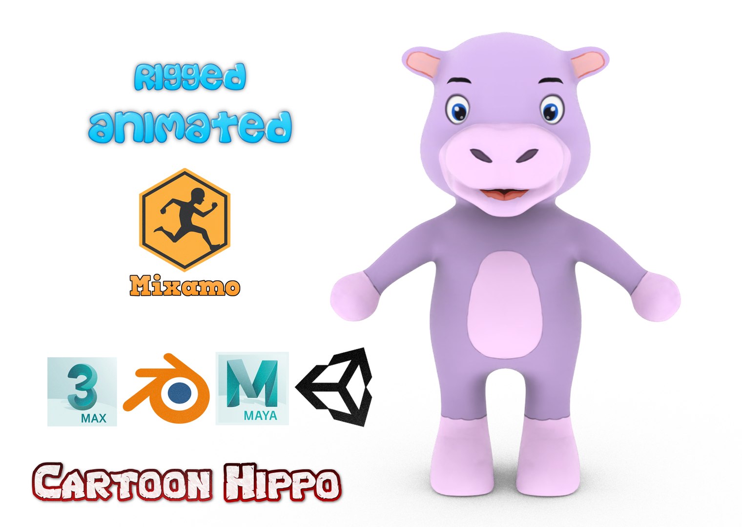 Character008 Animated Hippo 3D 3D model - TurboSquid 2013765