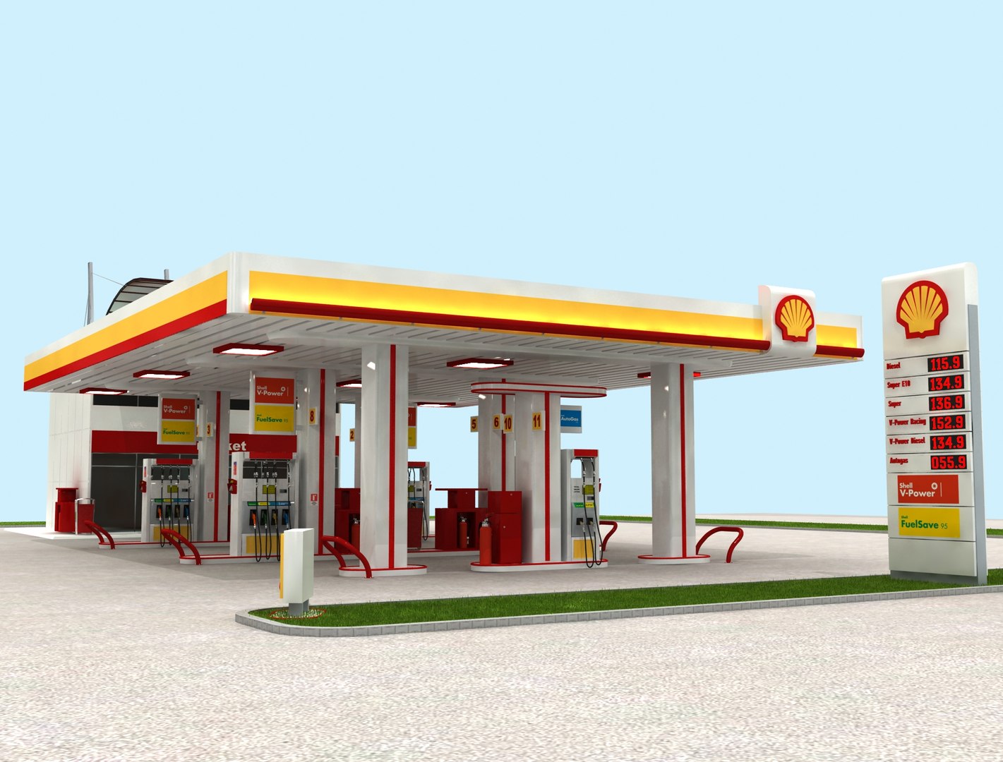 3D Gas Station Shell - TurboSquid 1434399