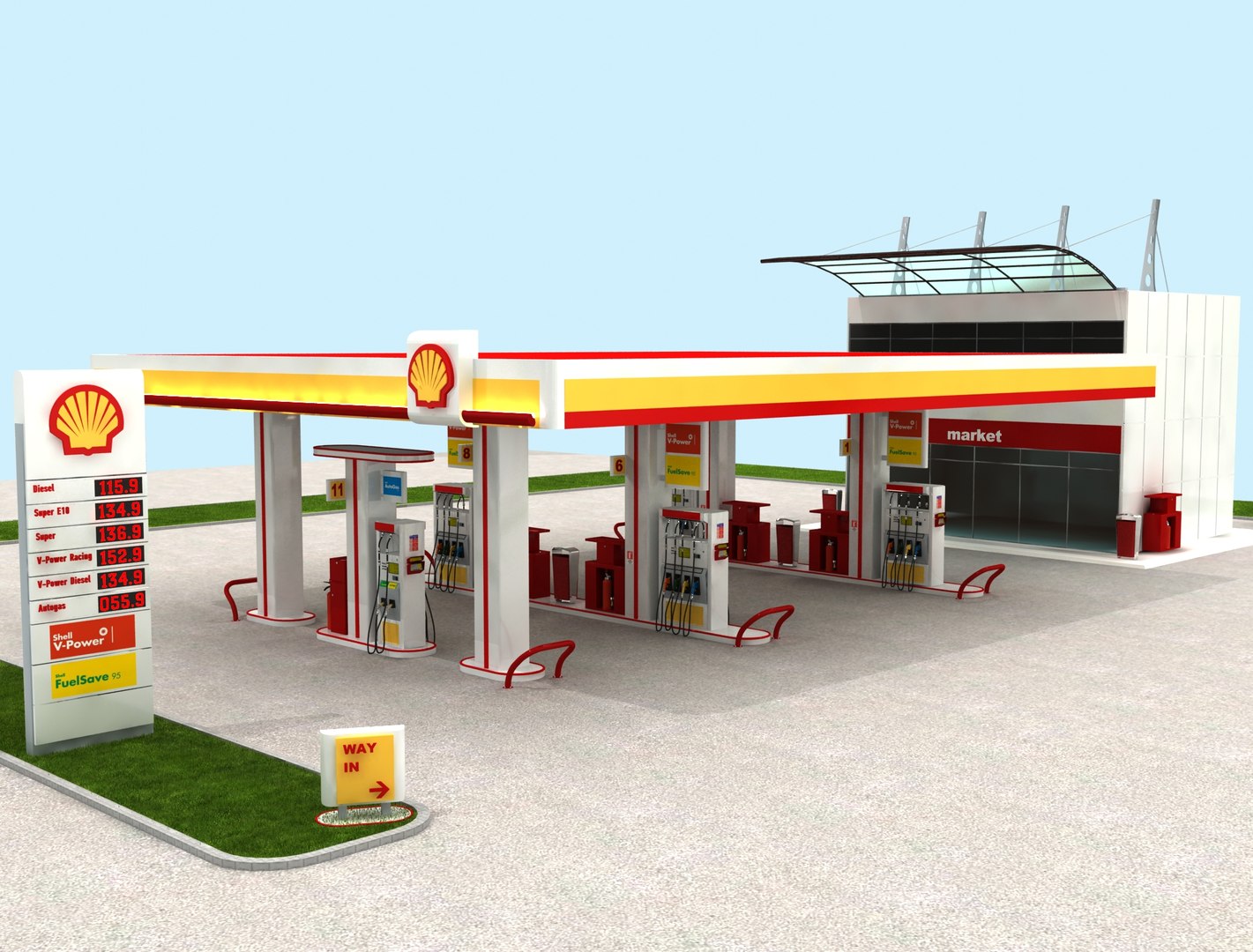 3D Gas Station Shell - TurboSquid 1434399