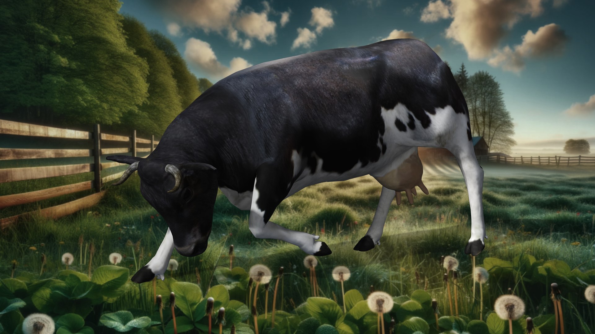 Free 3D Model Black And White Iconic Cow Free Low-poly 3D Model ...
