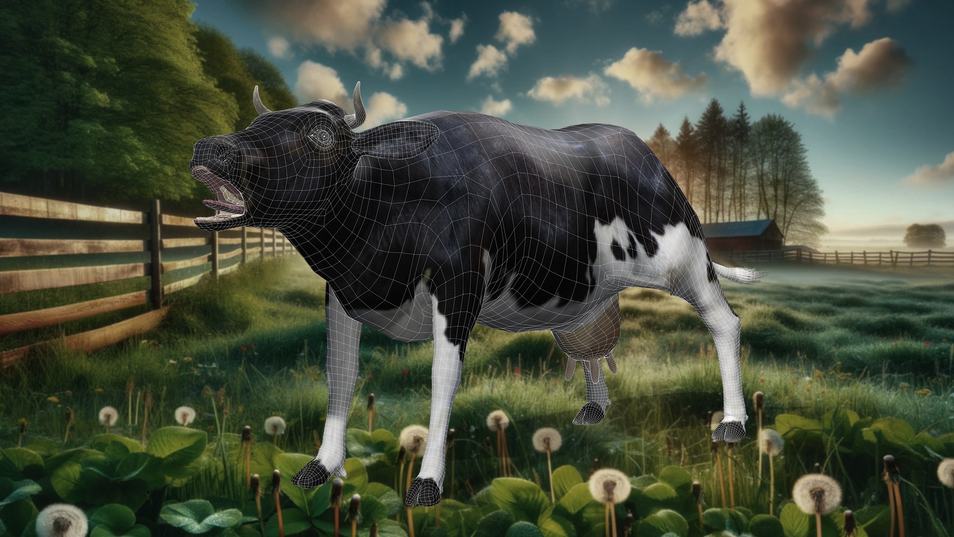 Free 3D Model Black And White Iconic Cow Free Low-poly 3D Model ...