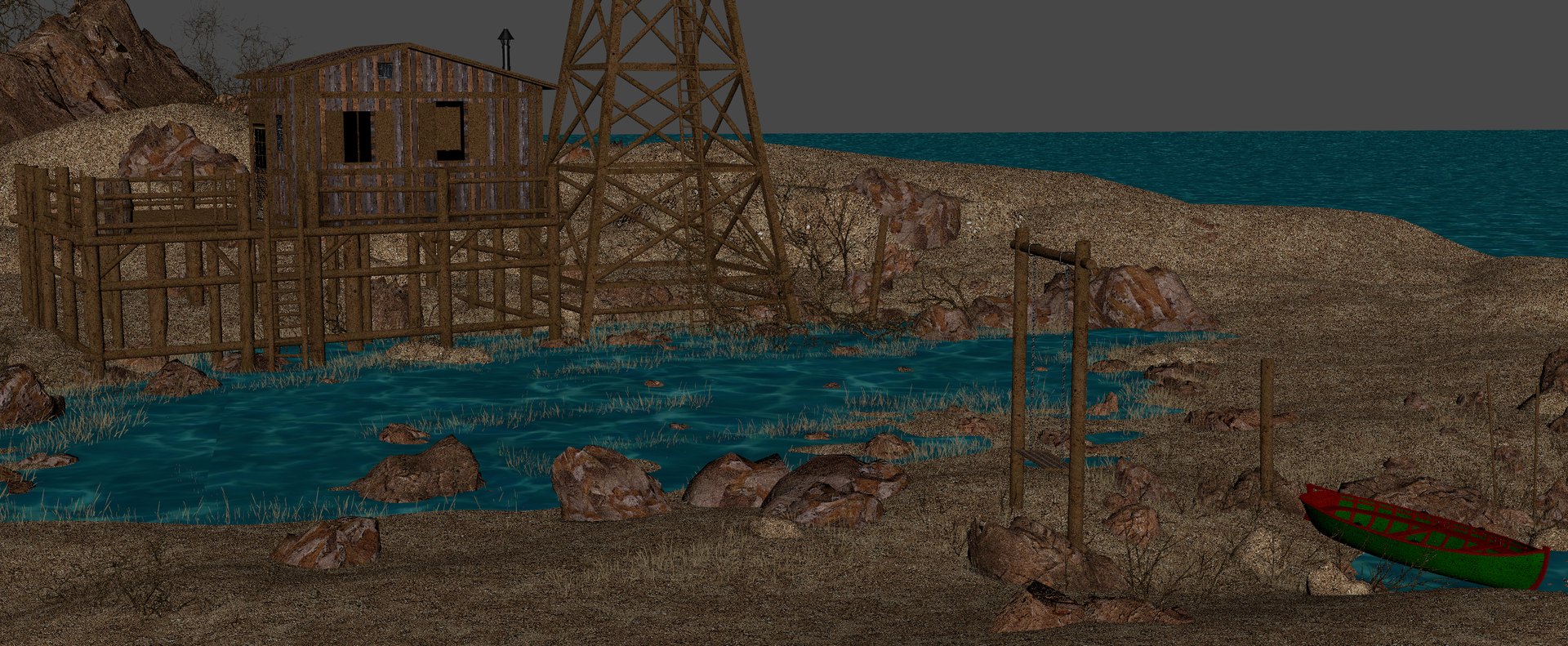 3D Desert Water Wood House Model - TurboSquid 1767236