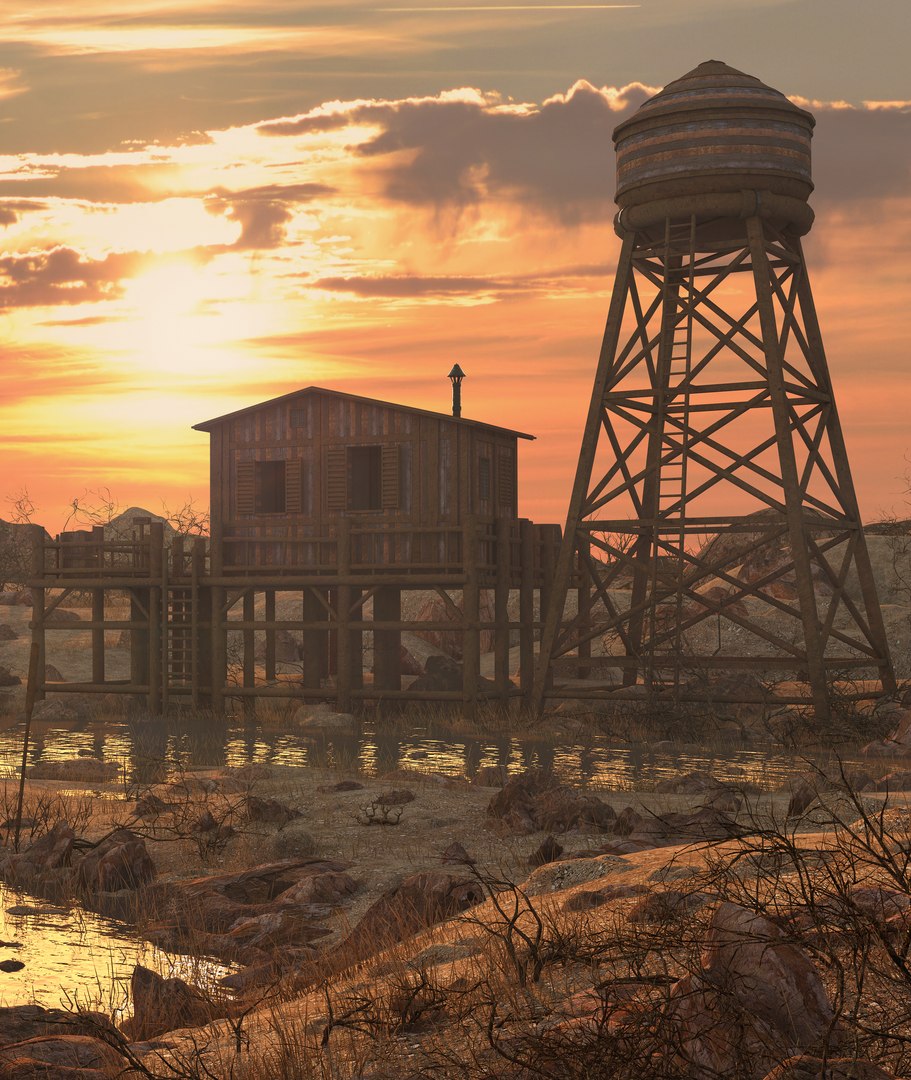 3D Desert Water Wood House Model - TurboSquid 1767236