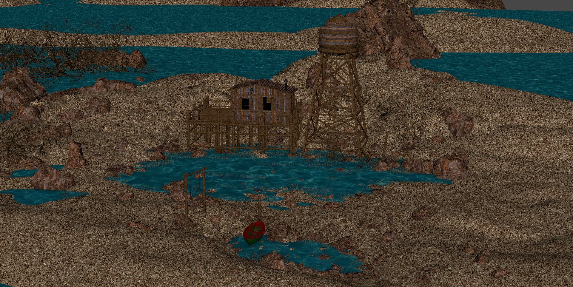 3D Desert Water Wood House Model - TurboSquid 1767236