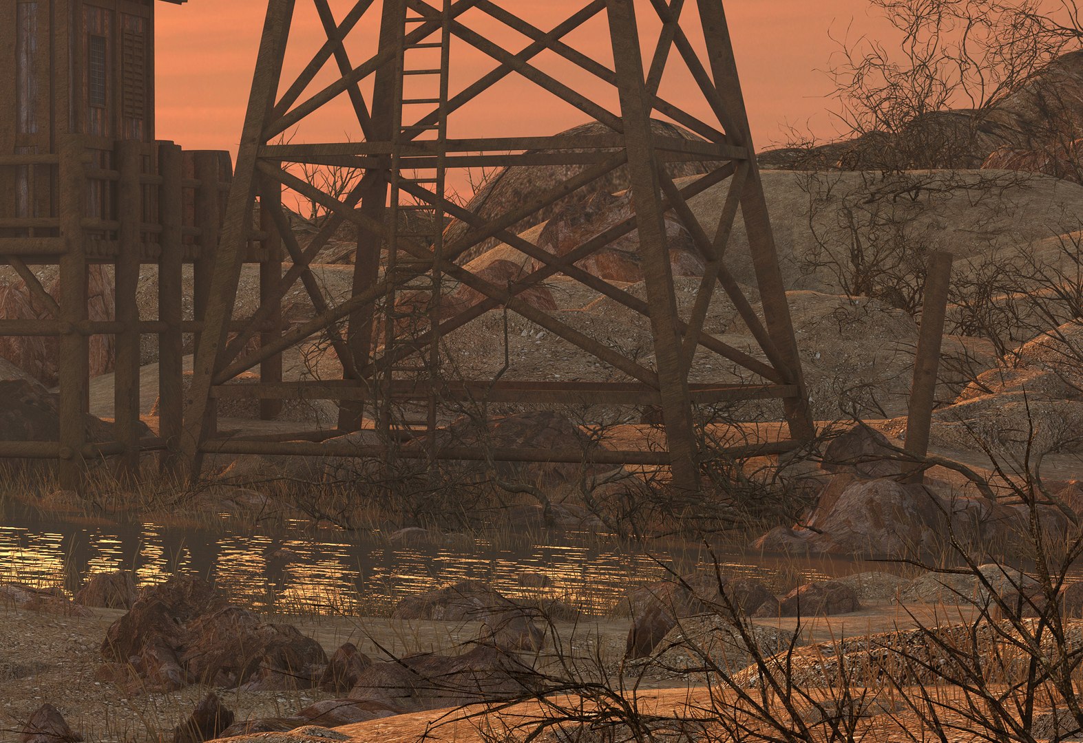 3D Desert Water Wood House Model - TurboSquid 1767236