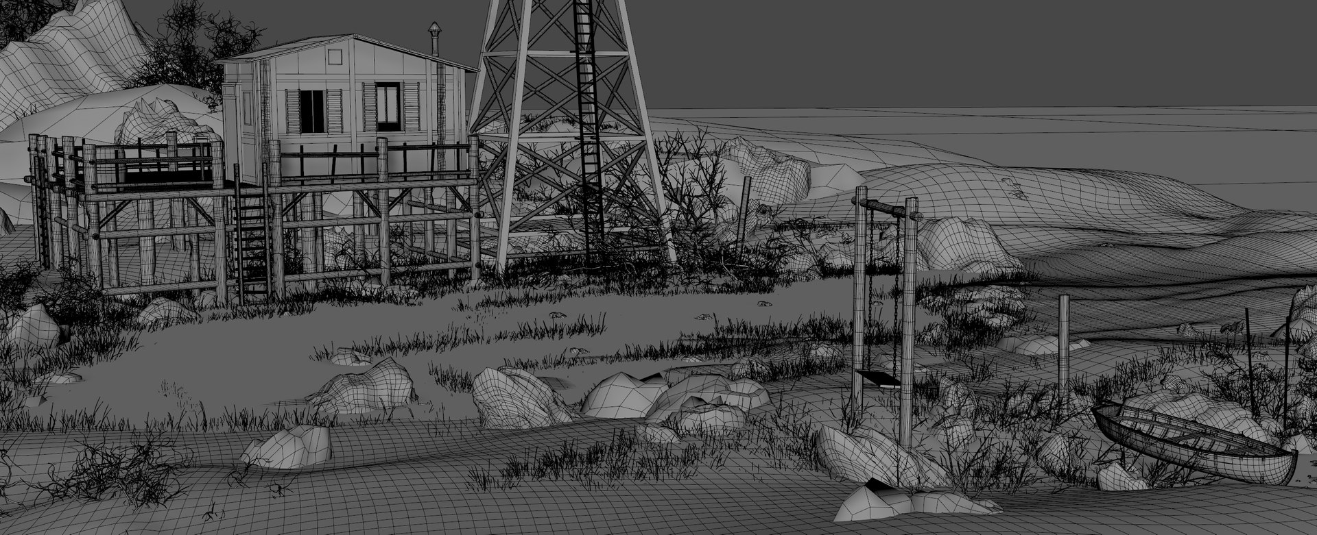 3D Desert Water Wood House Model - TurboSquid 1767236