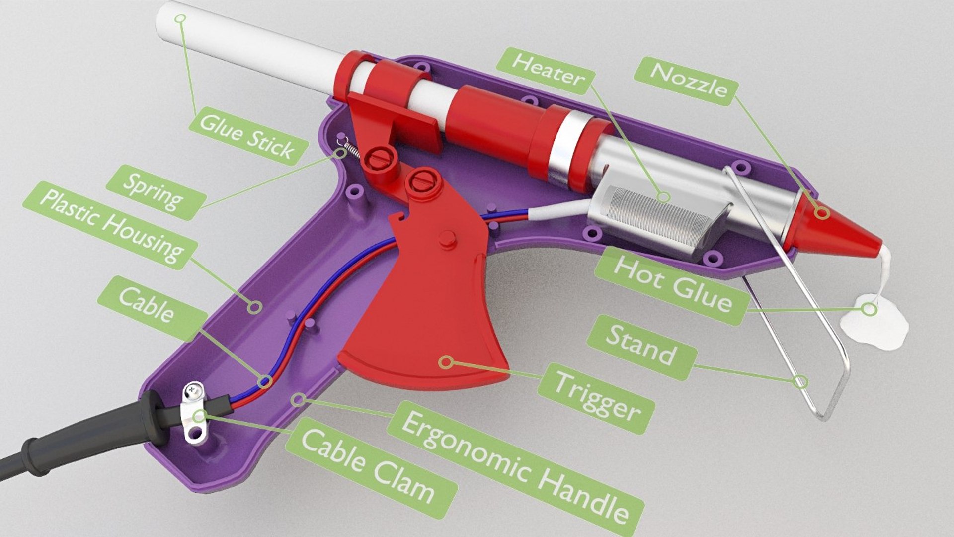 how to draw a 3d glue gun