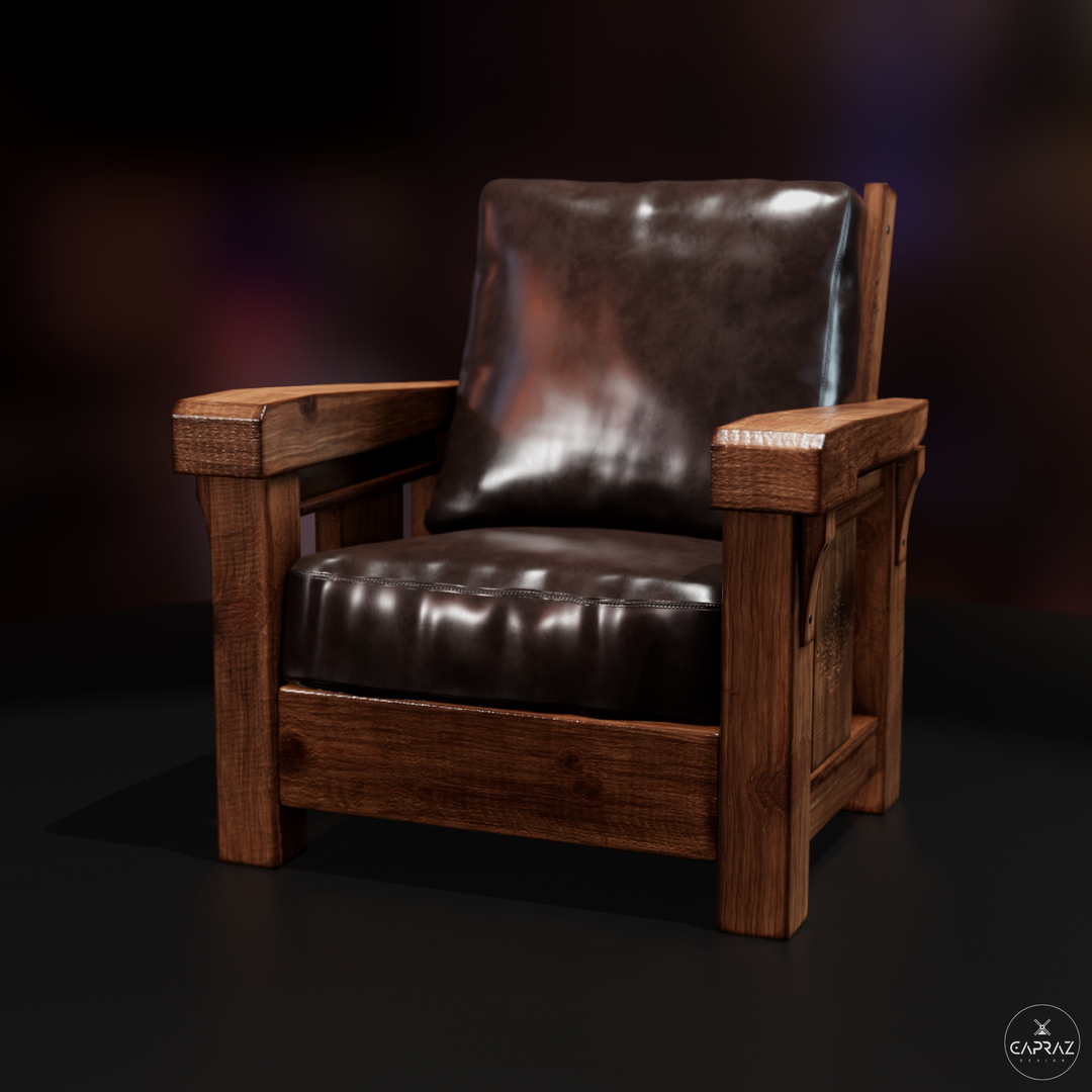 Poltrona de madeira rústica - PBR Modelo 3D - TurboSquid 1564062
