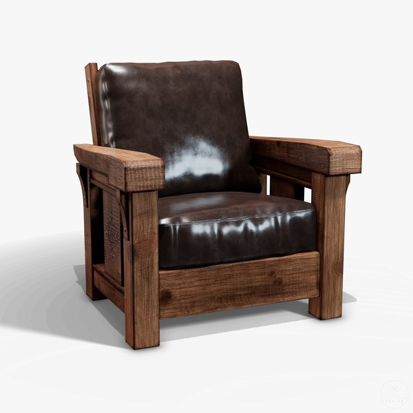 Poltrona de madeira rústica - PBR Modelo 3D - TurboSquid 1564062