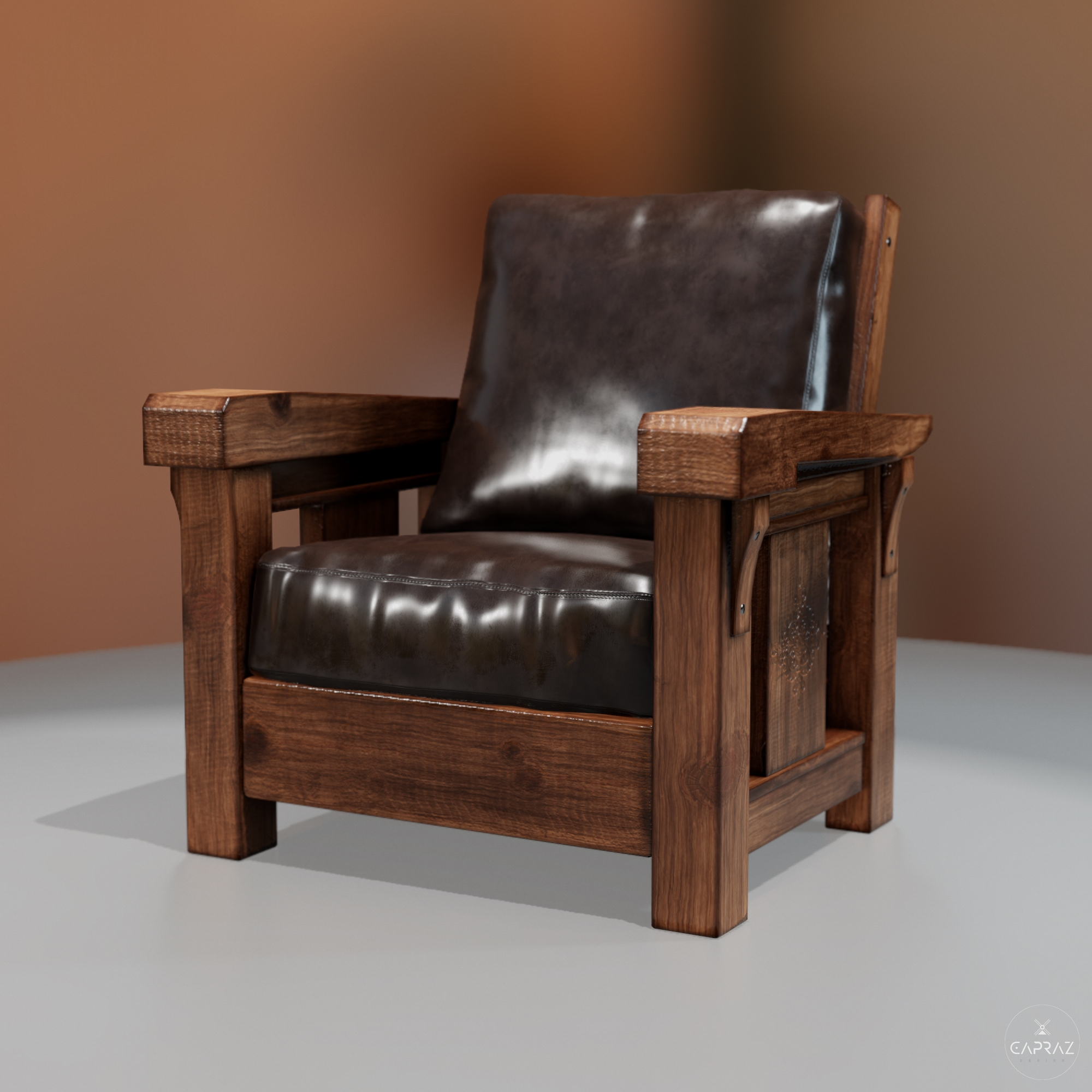 Poltrona de madeira rústica - PBR Modelo 3D - TurboSquid 1564062