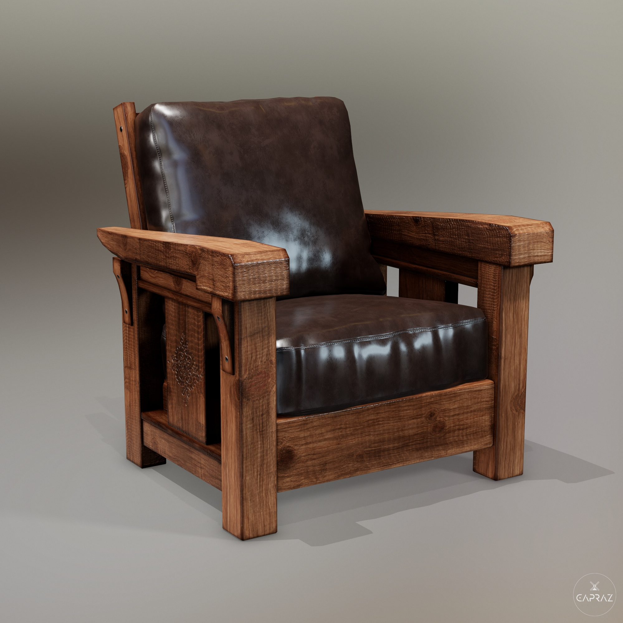 Poltrona de madeira rústica - PBR Modelo 3D - TurboSquid 1564062