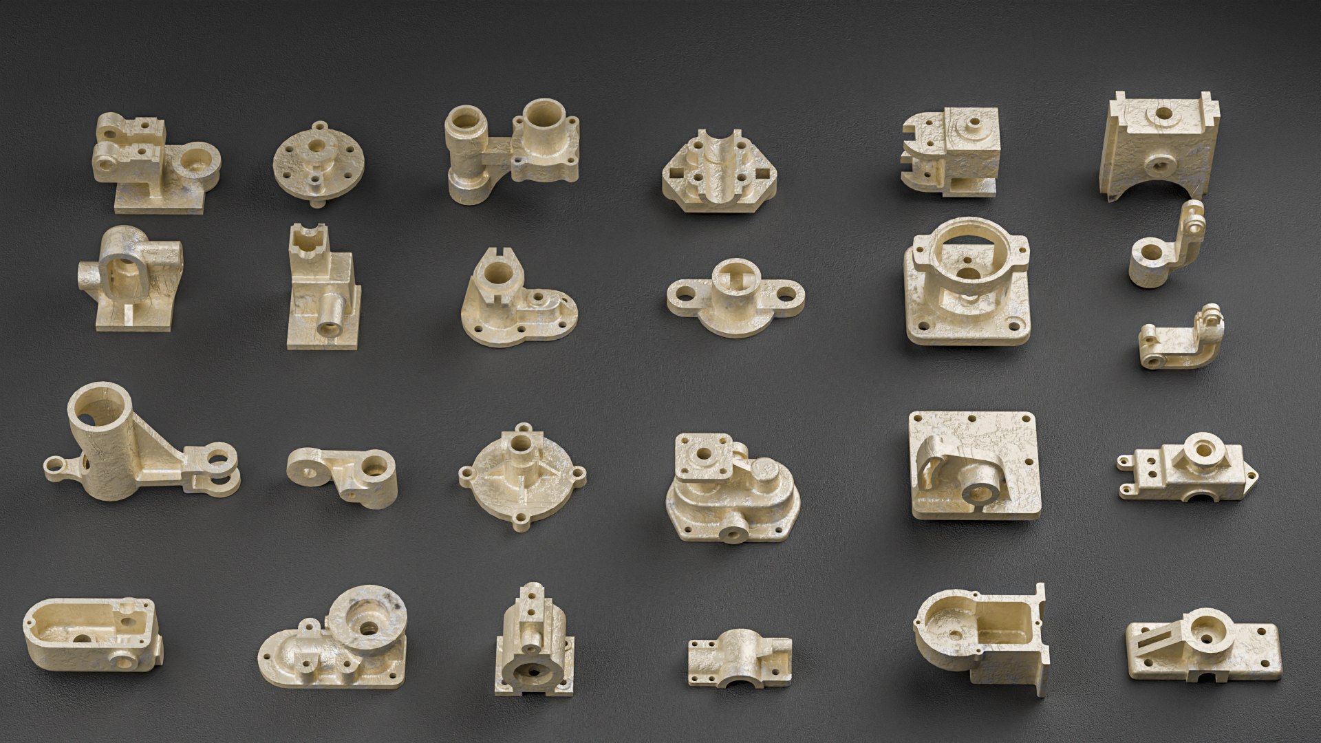 3D model Building Blocks Kit Casted Parts Hard Surface SILVER V8 ...