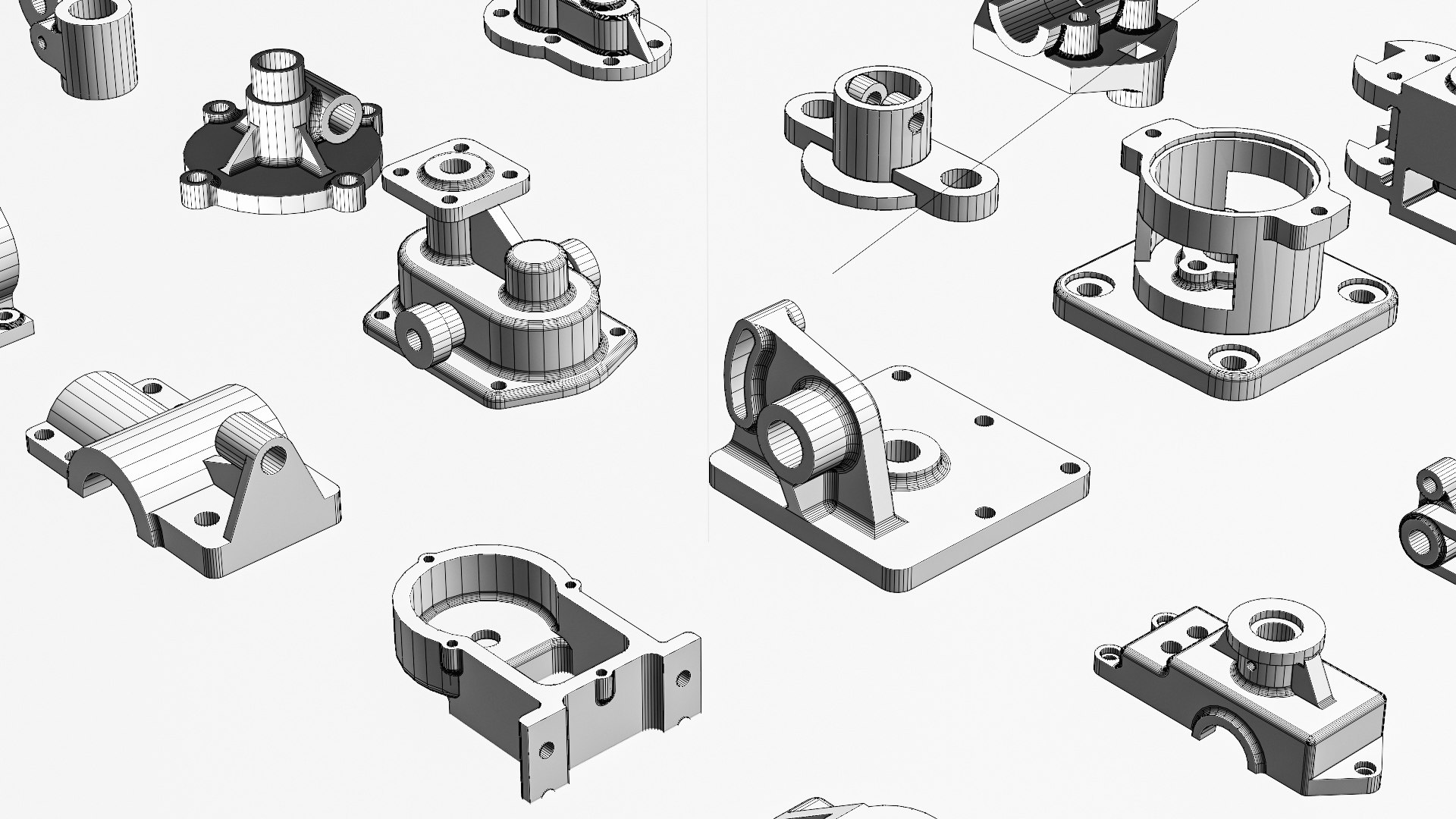 3D model Building Blocks Kit Casted Parts Hard Surface SILVER V8 ...