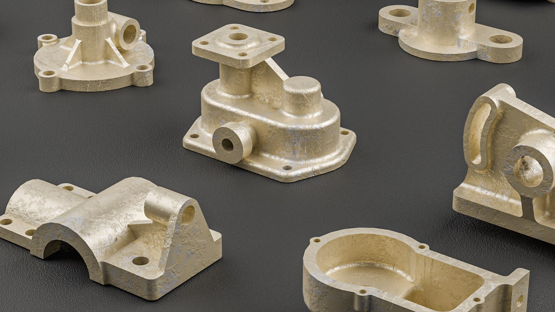 3D model Building Blocks Kit Casted Parts Hard Surface SILVER V8 ...