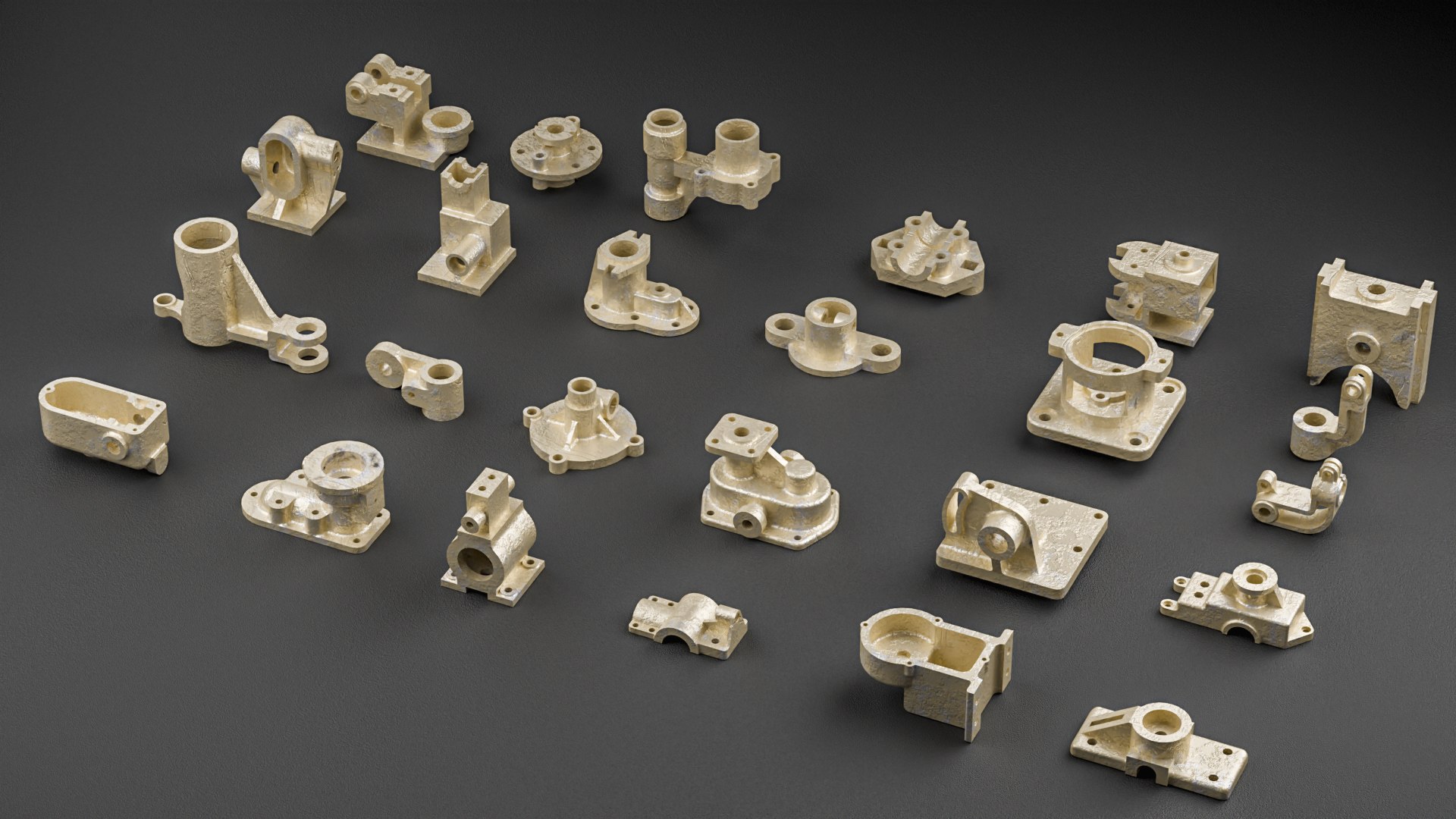 3D model Building Blocks Kit Casted Parts Hard Surface SILVER V8 ...