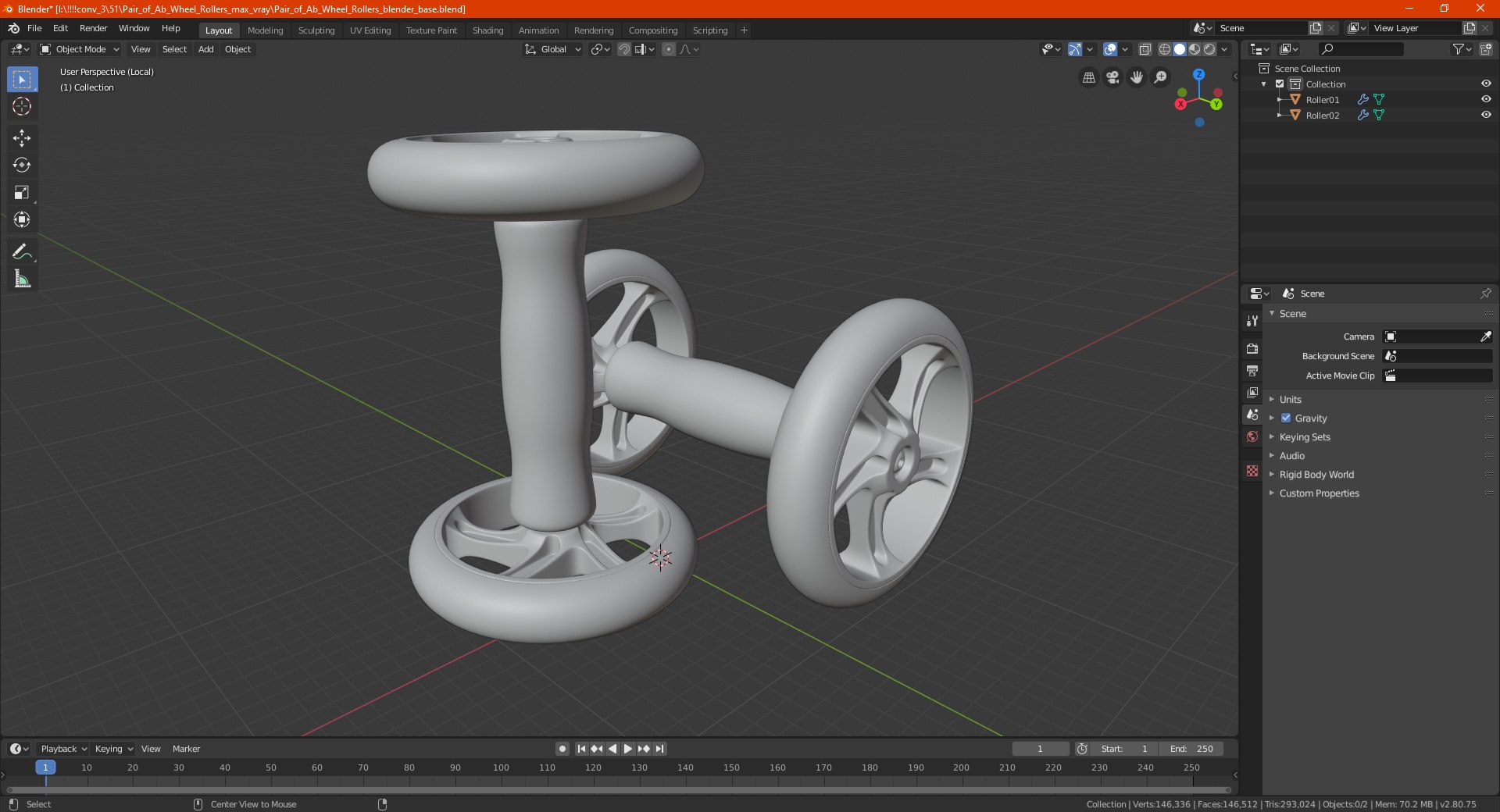 3D Model Pair Of Ab Wheel Rollers - TurboSquid 1778884