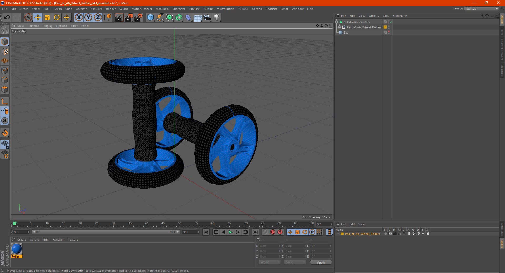 3D Model Pair Of Ab Wheel Rollers - TurboSquid 1778884