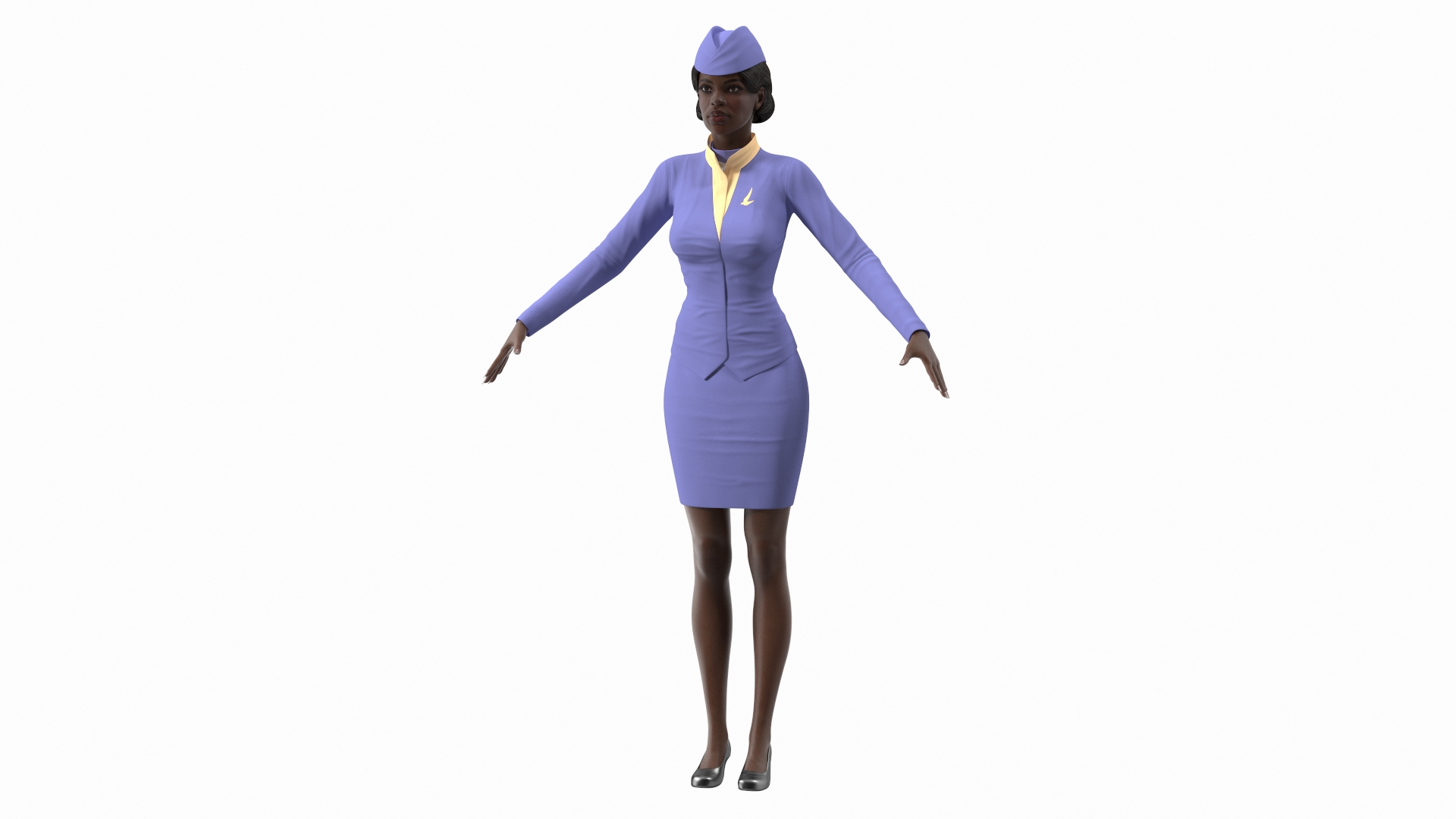3D Dark Skinned Black Stewardess - TurboSquid 1661242