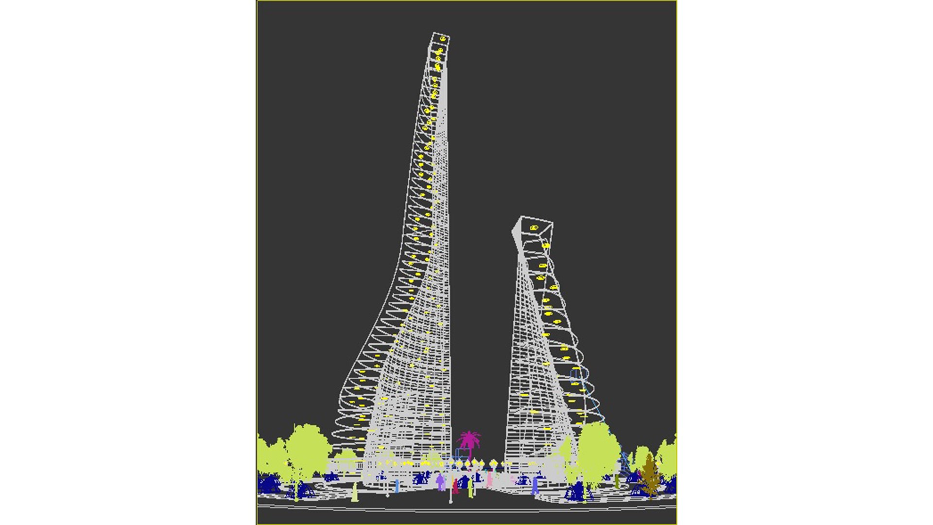 3D Model Dancing Tower 3D Model Architectural Maquette Rendering ...
