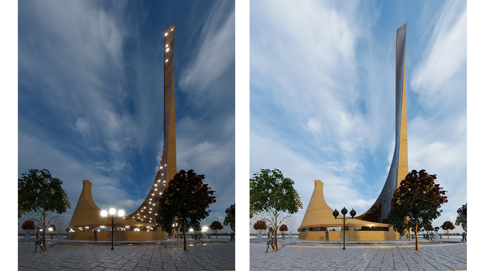 3D Model Dancing Tower 3D Model Architectural Maquette Rendering ...