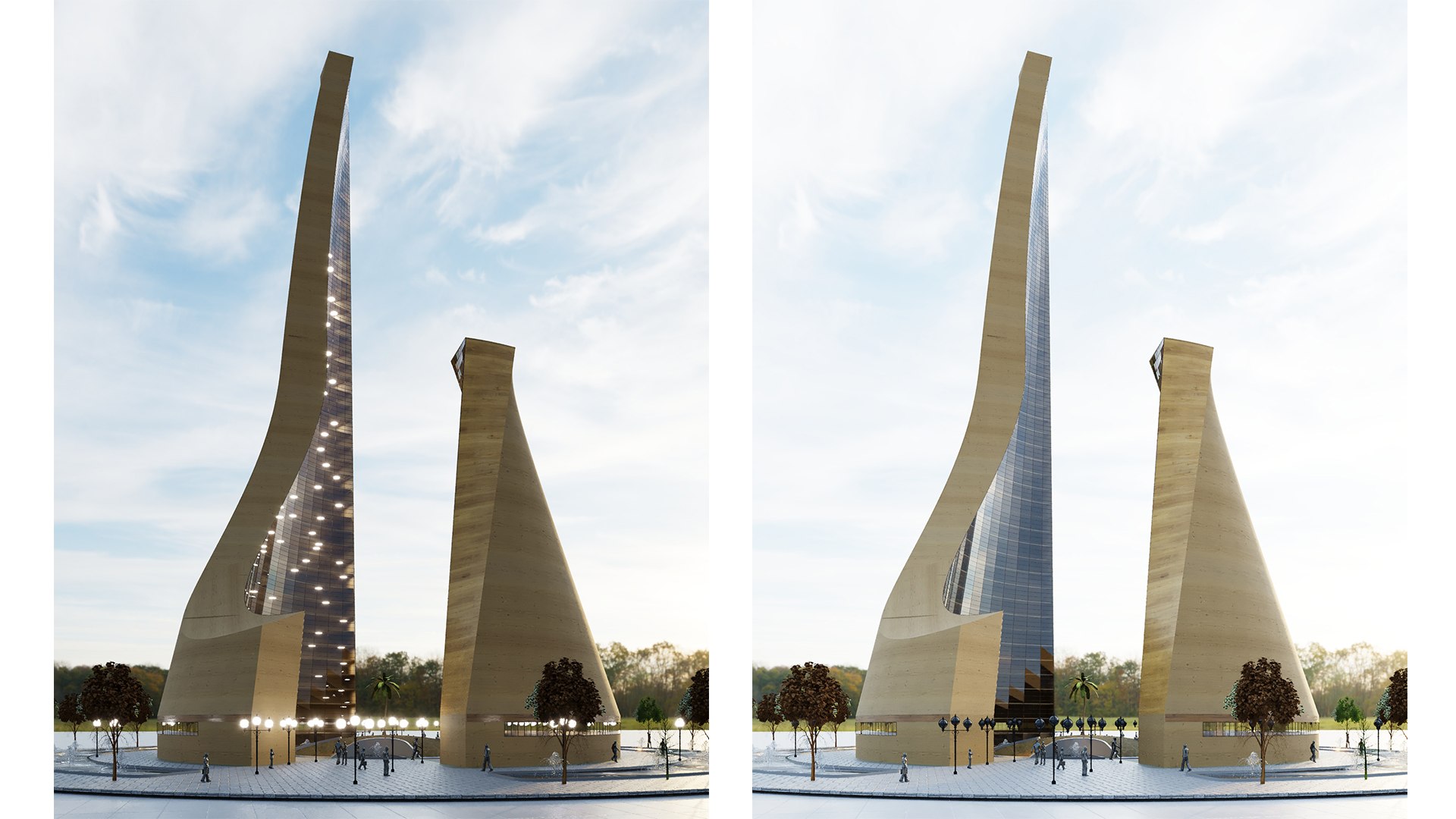 3D Model Dancing Tower 3D Model Architectural Maquette Rendering ...
