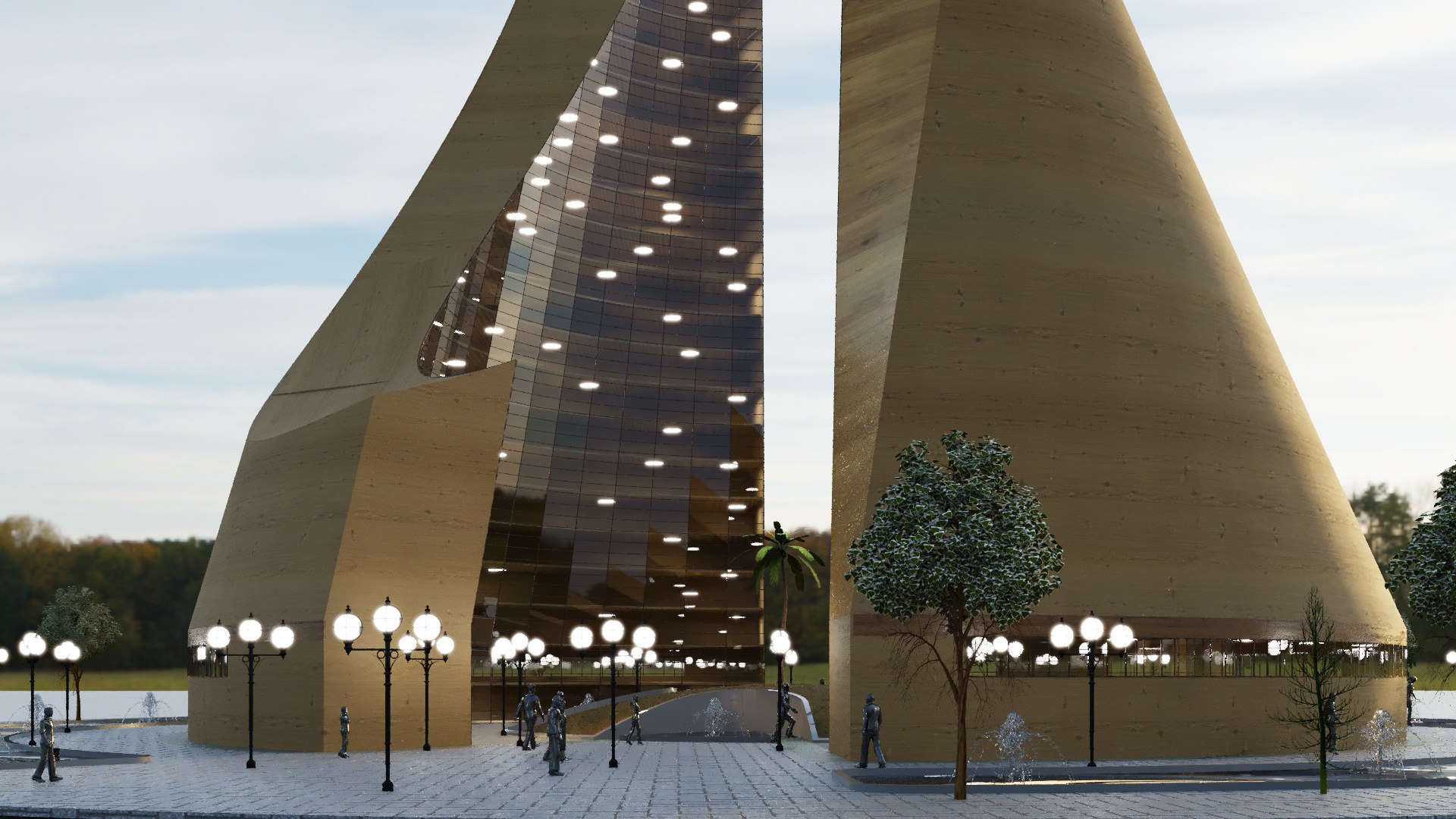 3D Model Dancing Tower 3D Model Architectural Maquette Rendering ...