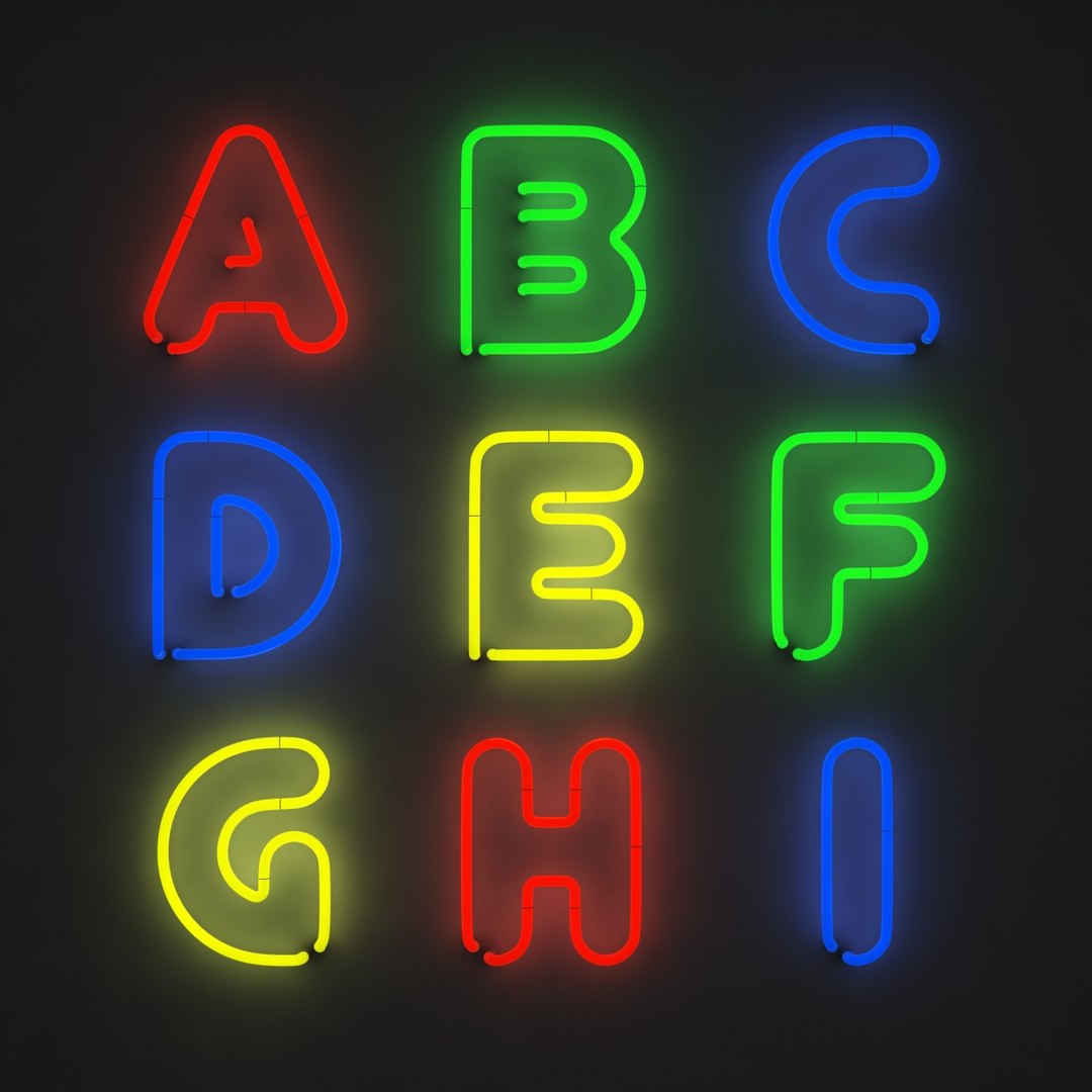 3d neon font