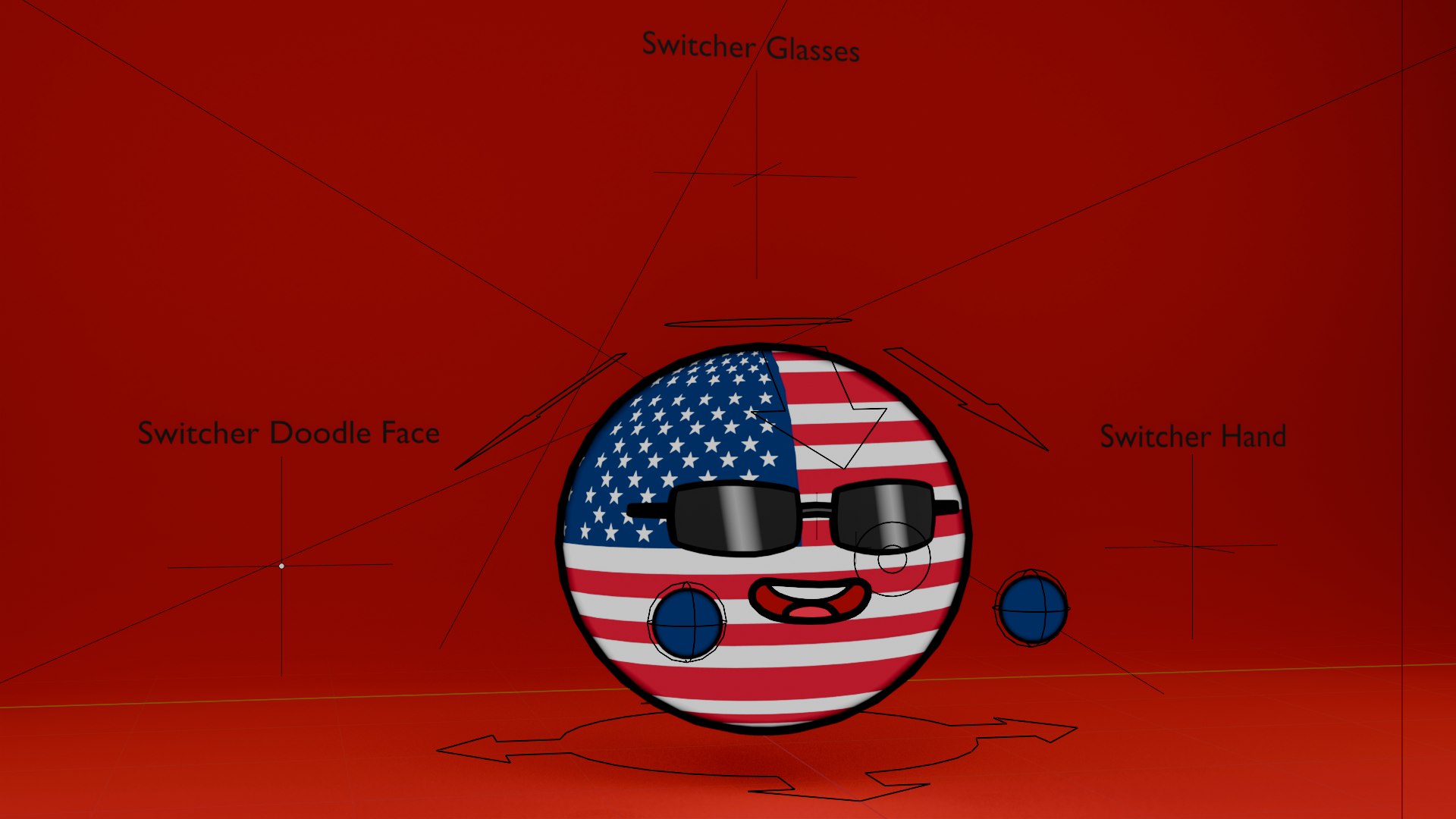 Countryball 3D - Advenced Rigged Animation System With Doodle Face 3D ...