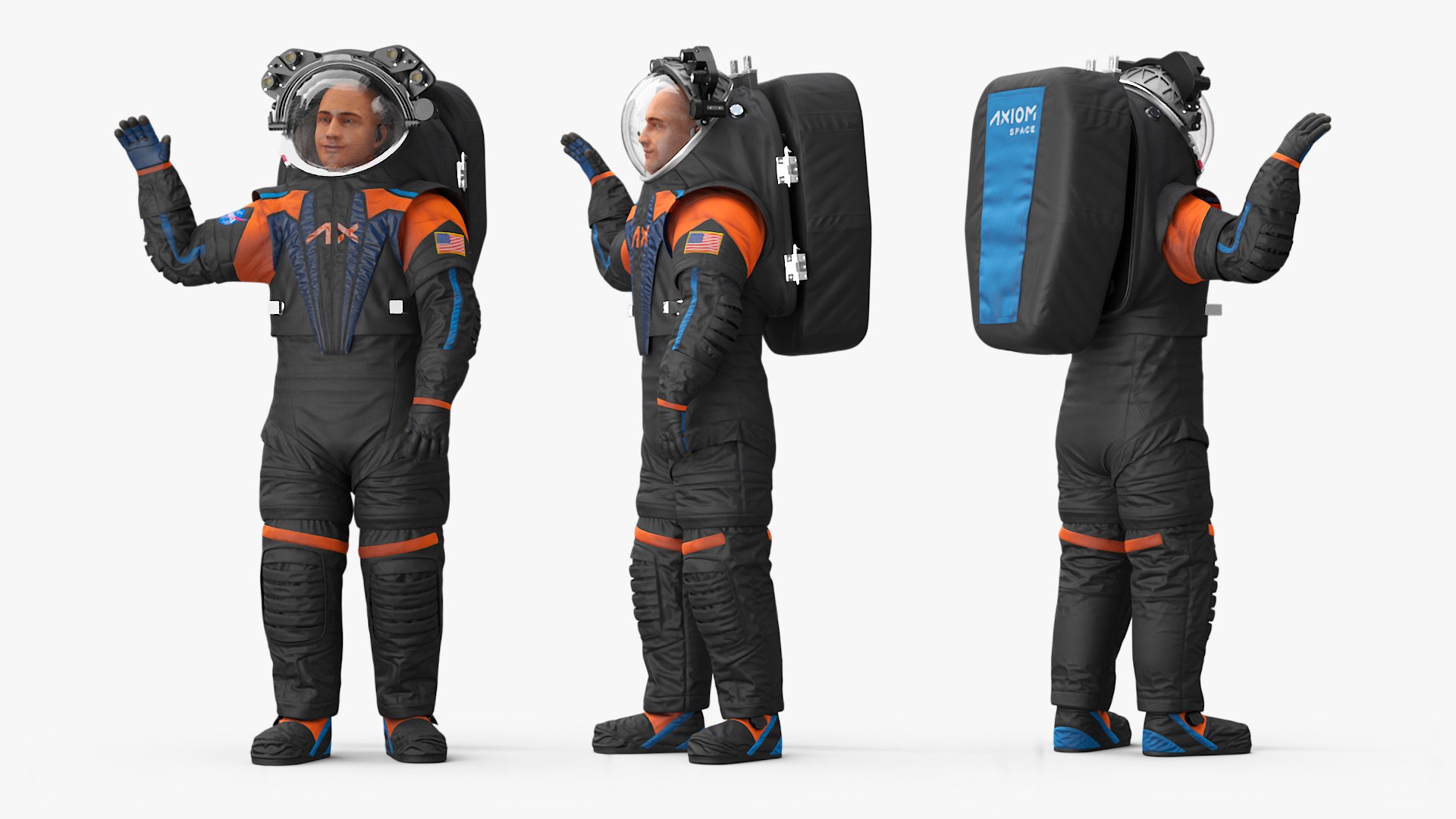 Astronaut Wearing NASA Axiom Spacesuit Rigged For Maya Model ...