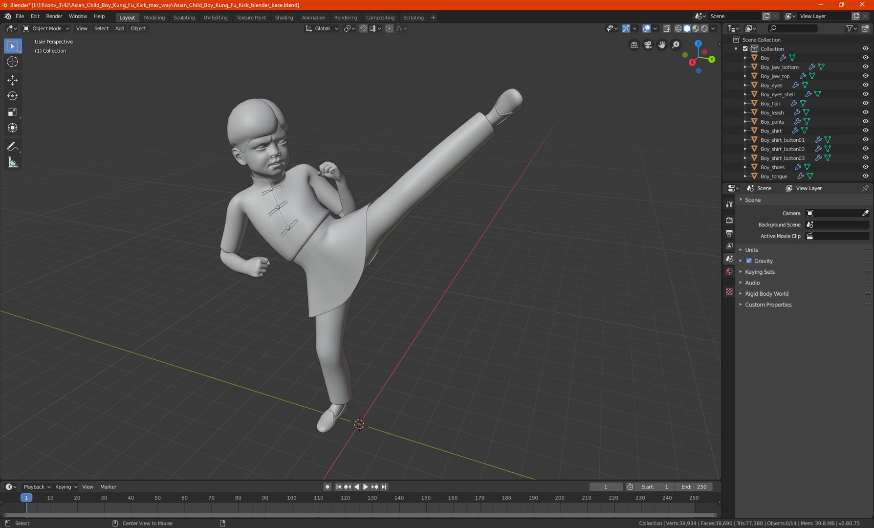 3D Asian Child Boy Kung Fu Kick model - TurboSquid 1980911