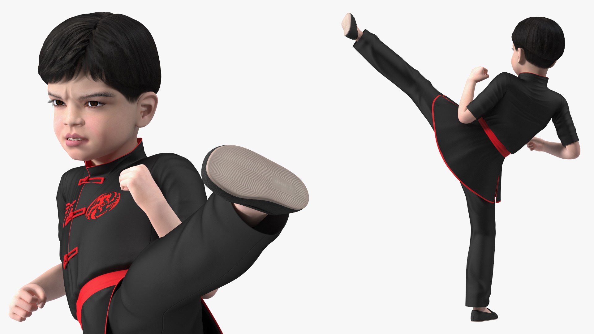 3D Asian Child Boy Kung Fu Kick Model - TurboSquid 1980911