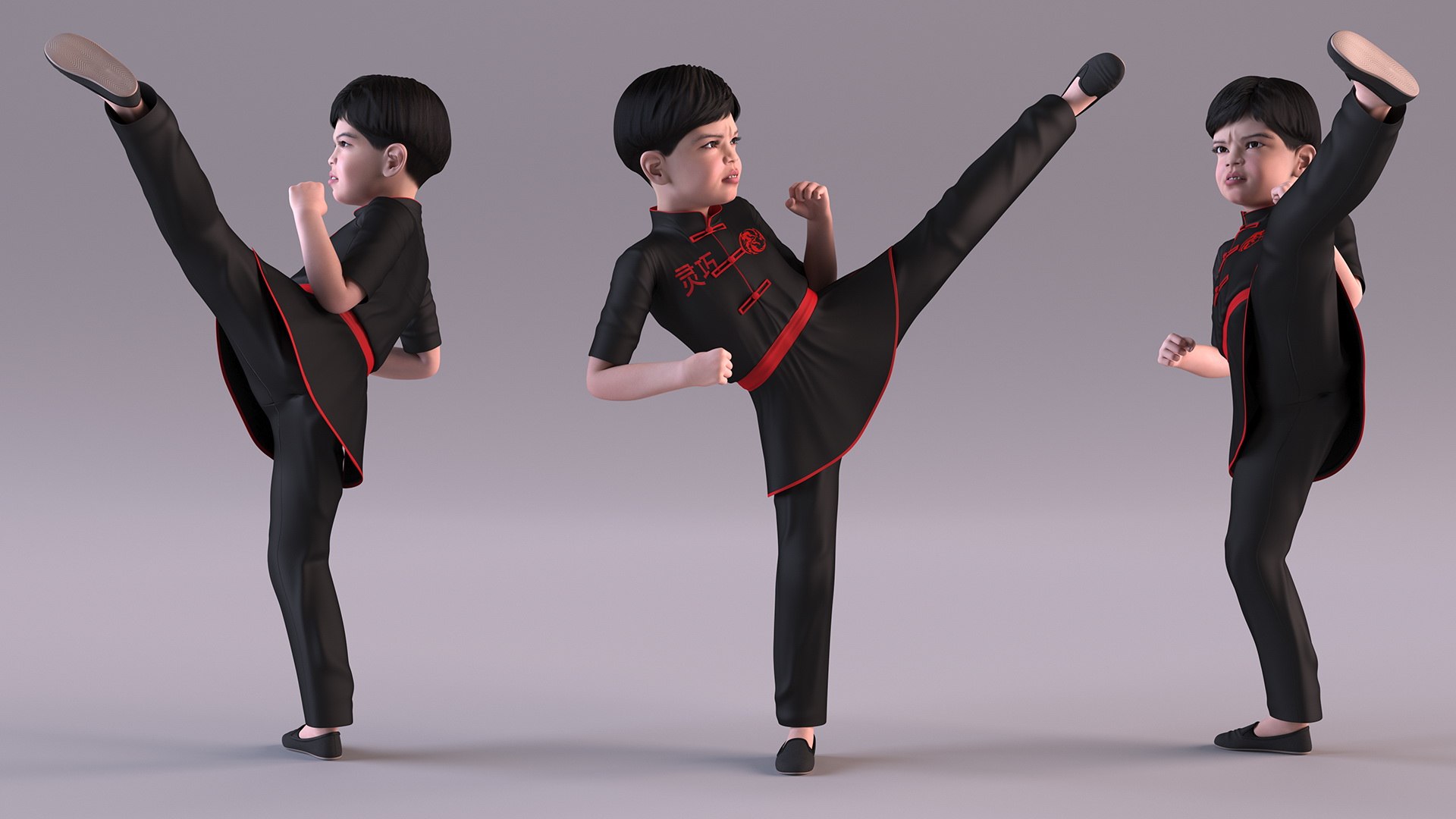 3D Asian Child Boy Kung Fu Kick Model - TurboSquid 1980911
