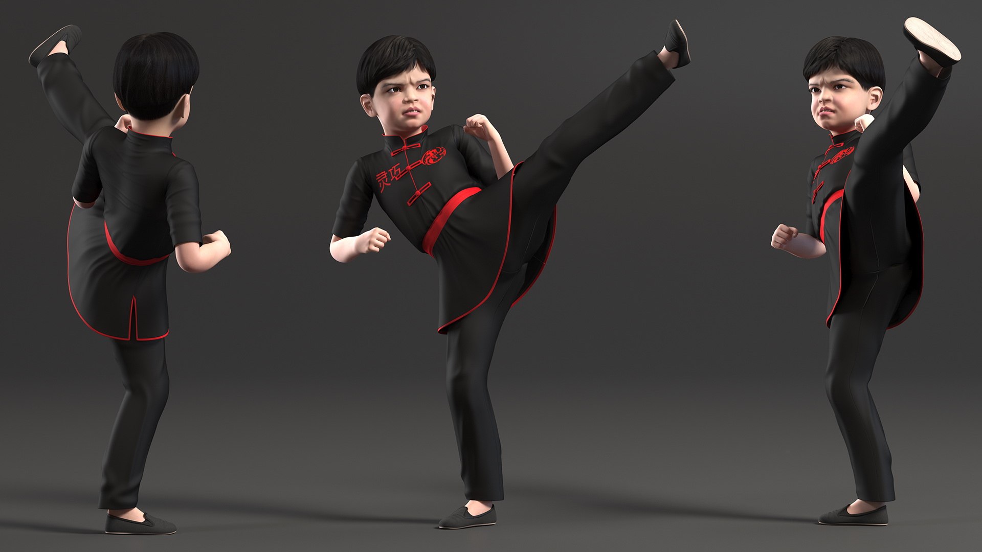 3D Asian Child Boy Kung Fu Kick Model - TurboSquid 1980911