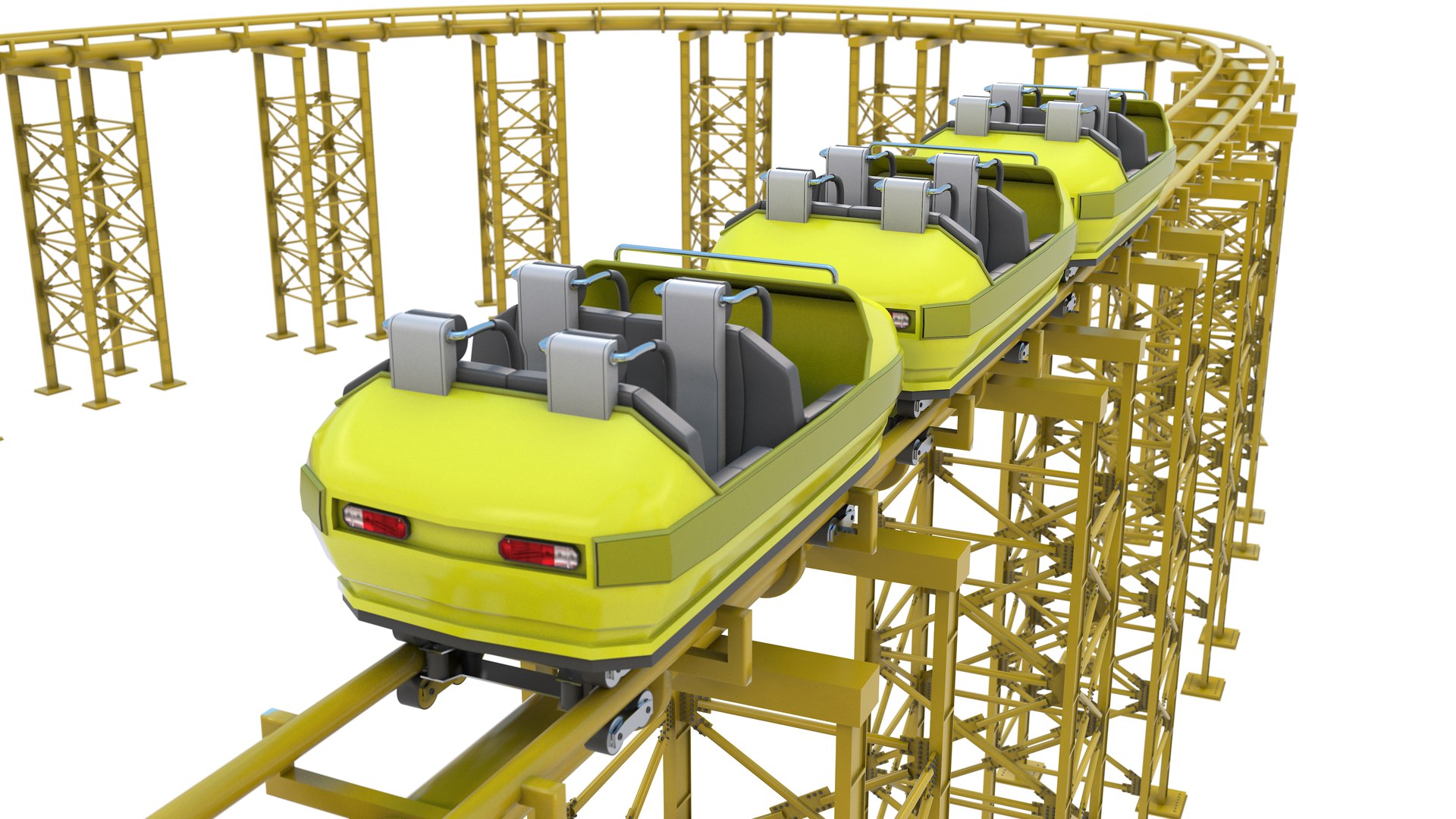 3D Model Roller Coaster Track - Yellow - TurboSquid 1922893