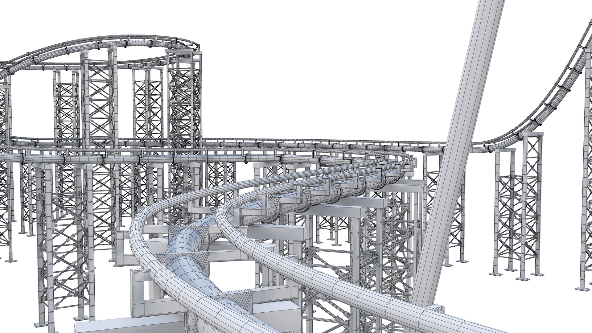 3D Model Roller Coaster Track - Yellow - TurboSquid 1922893