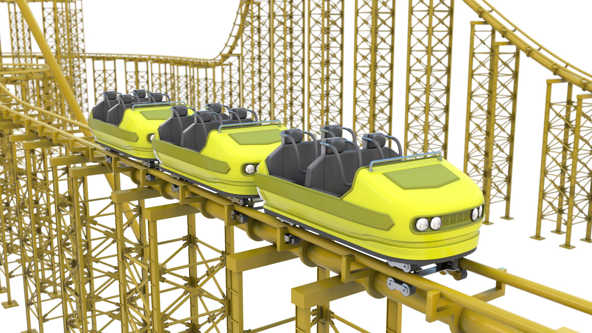 3D Model Roller Coaster Track - Yellow - TurboSquid 1922893
