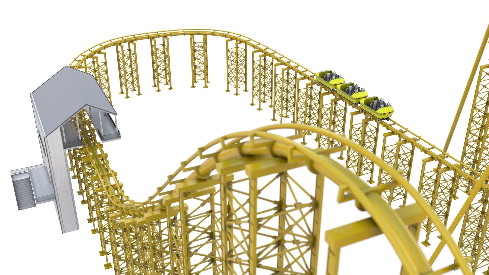 3D Model Roller Coaster Track - Yellow - TurboSquid 1922893