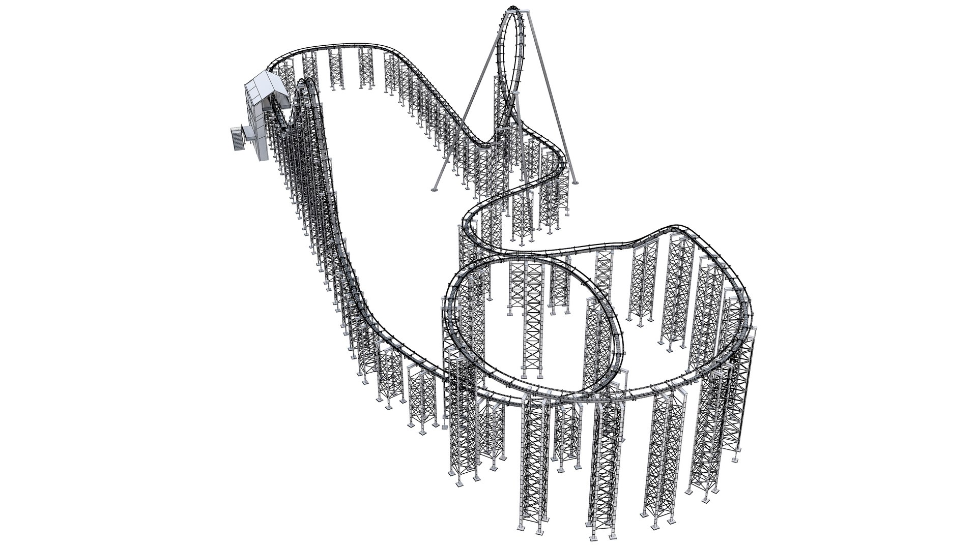 3D Model Roller Coaster Track - Yellow - TurboSquid 1922893