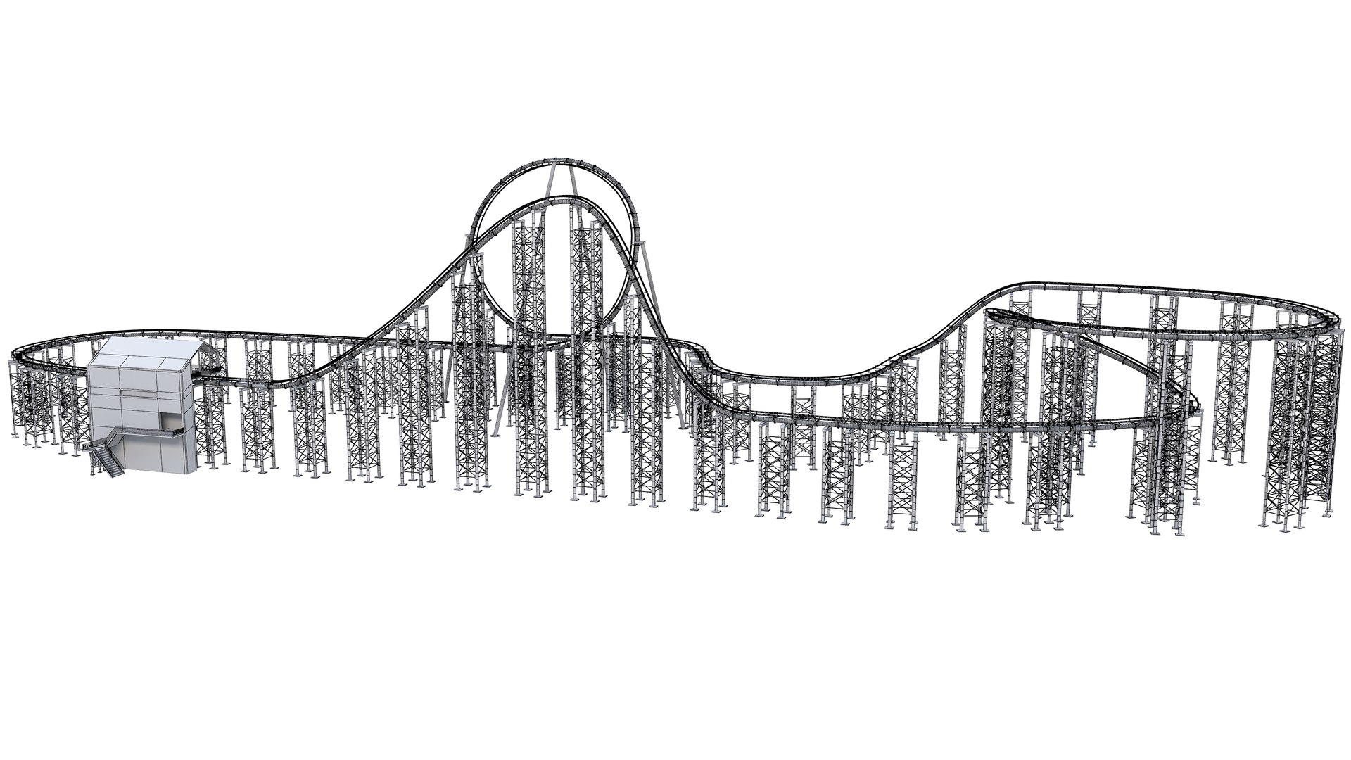 3D Model Roller Coaster Track - Yellow - TurboSquid 1922893