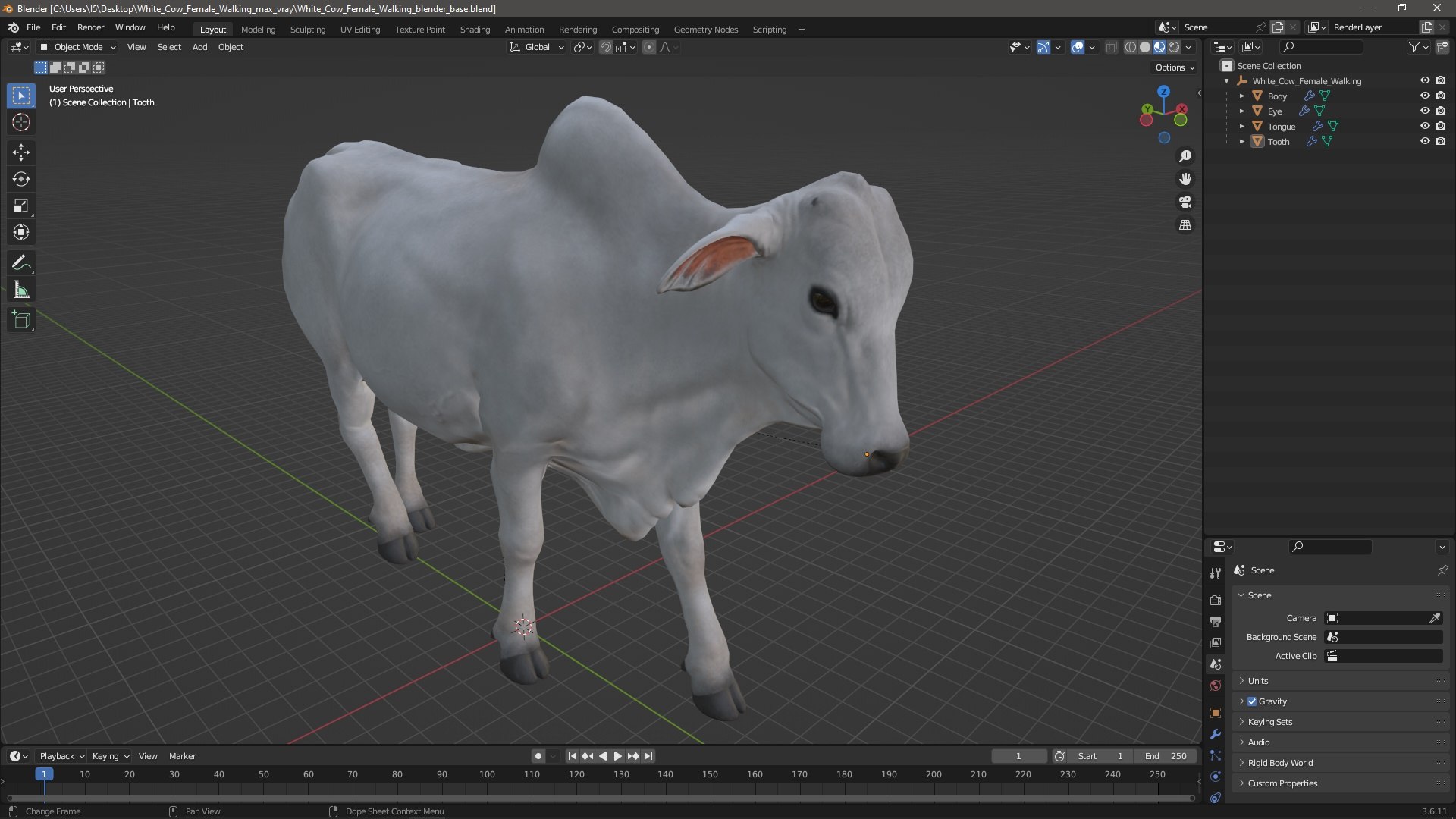 3D White Cow Female Walking - TurboSquid 2315742