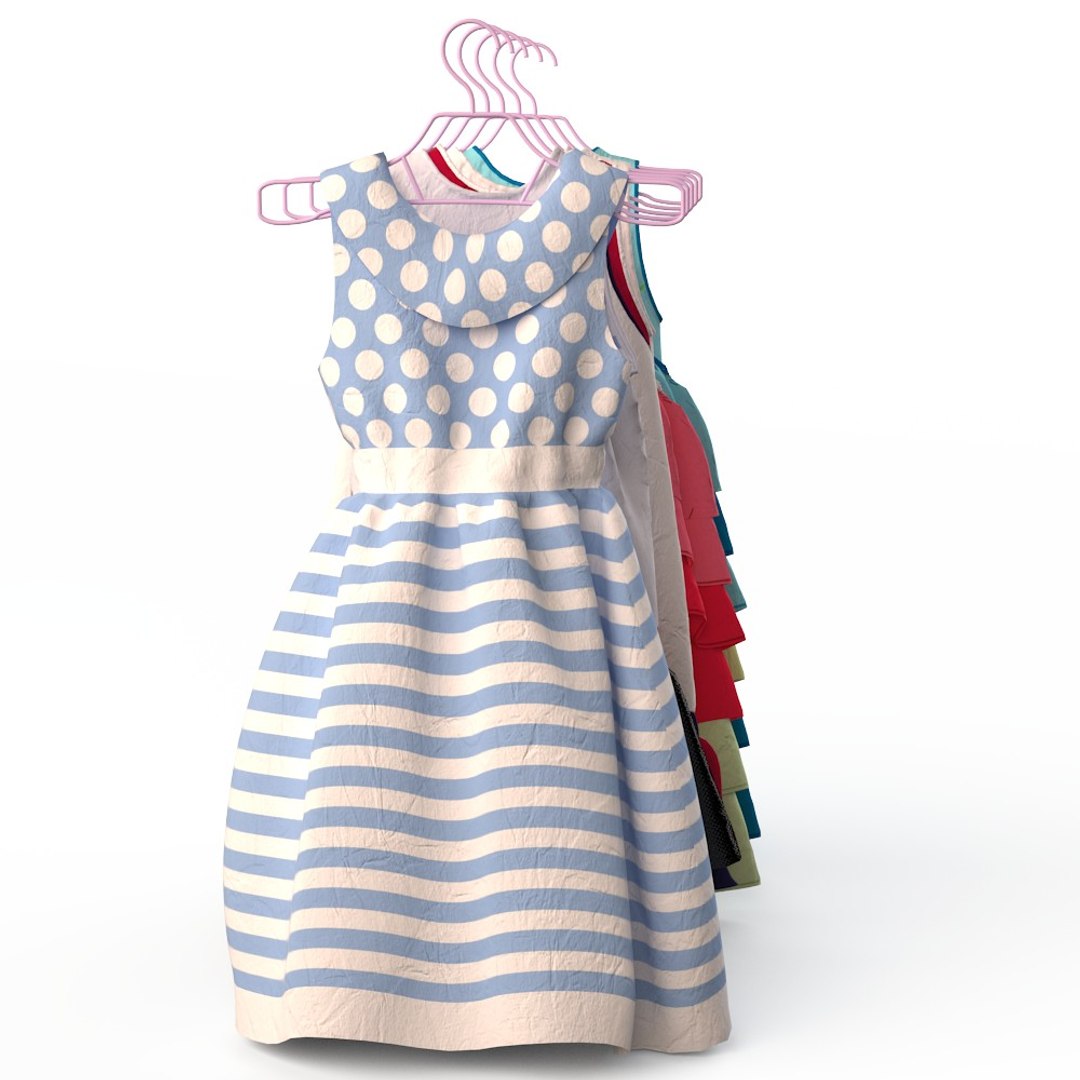 fashion clothing baby girls 3d model