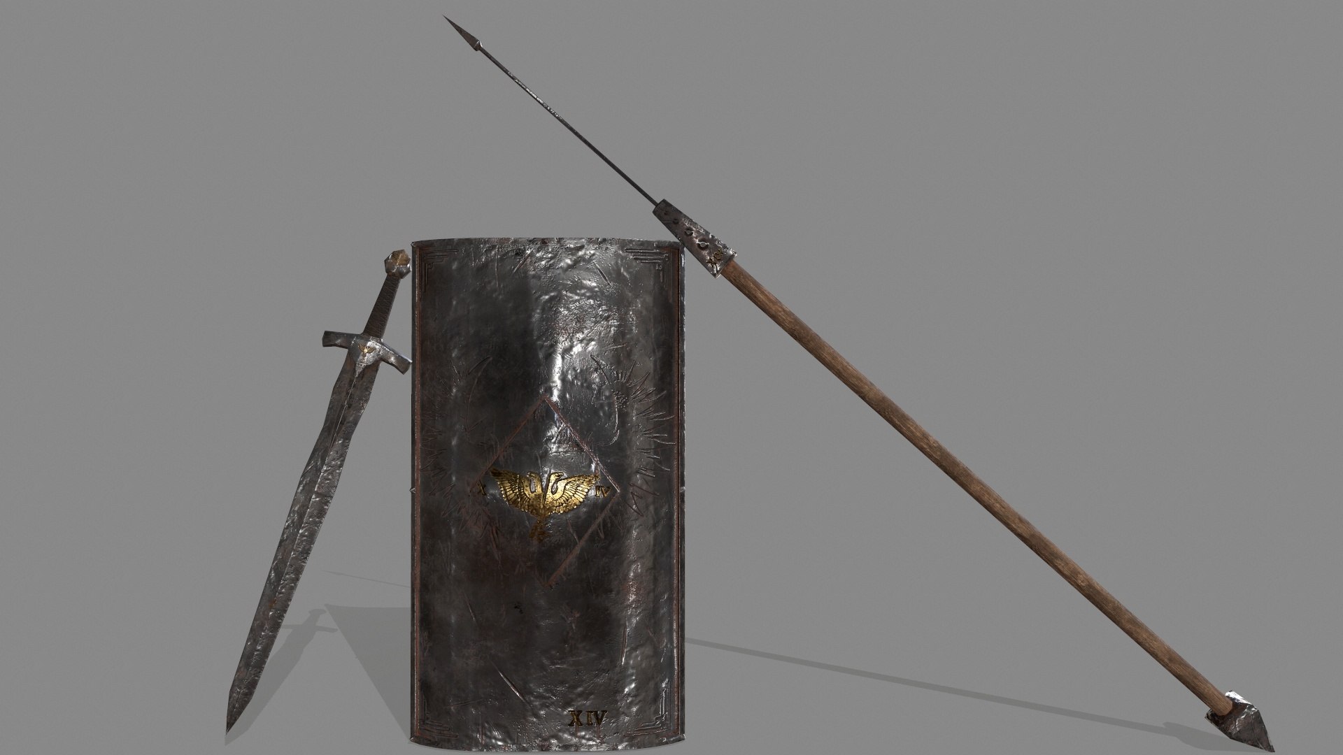 Shield sword spear 3D model - TurboSquid 1304601