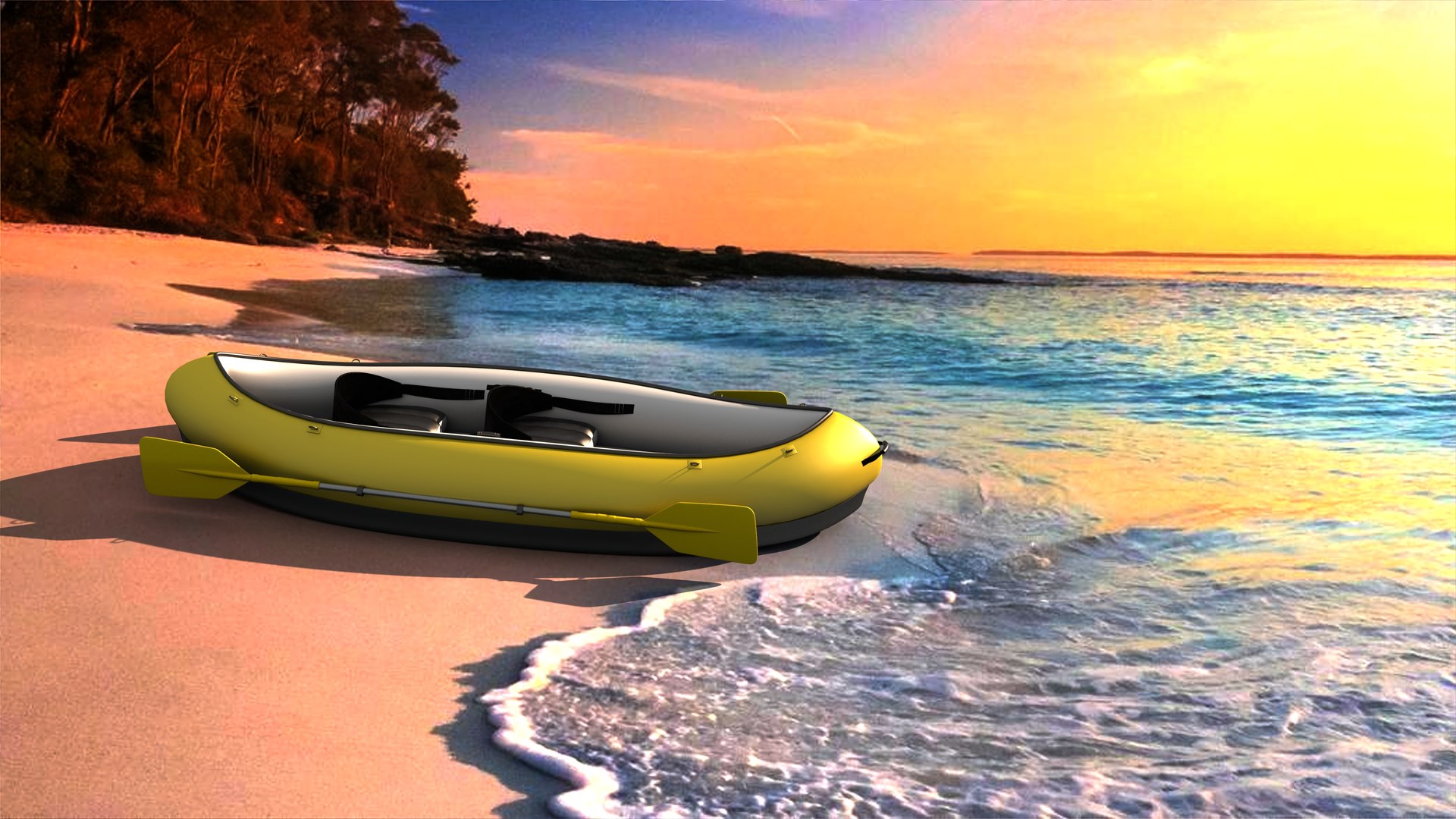 Tandem Canoe 3D Model - TurboSquid 2034636
