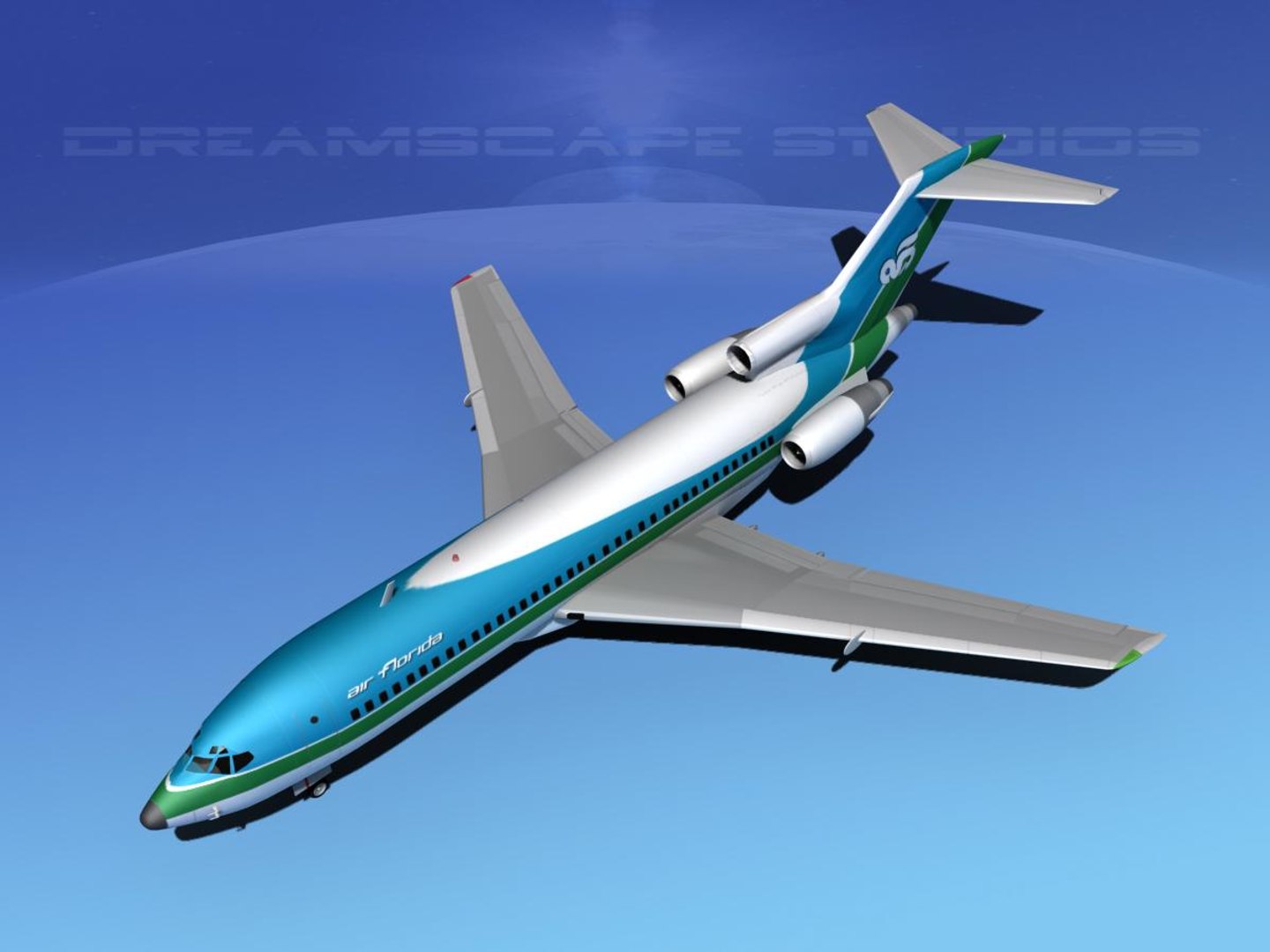 3d model airline boeing 727 727-100