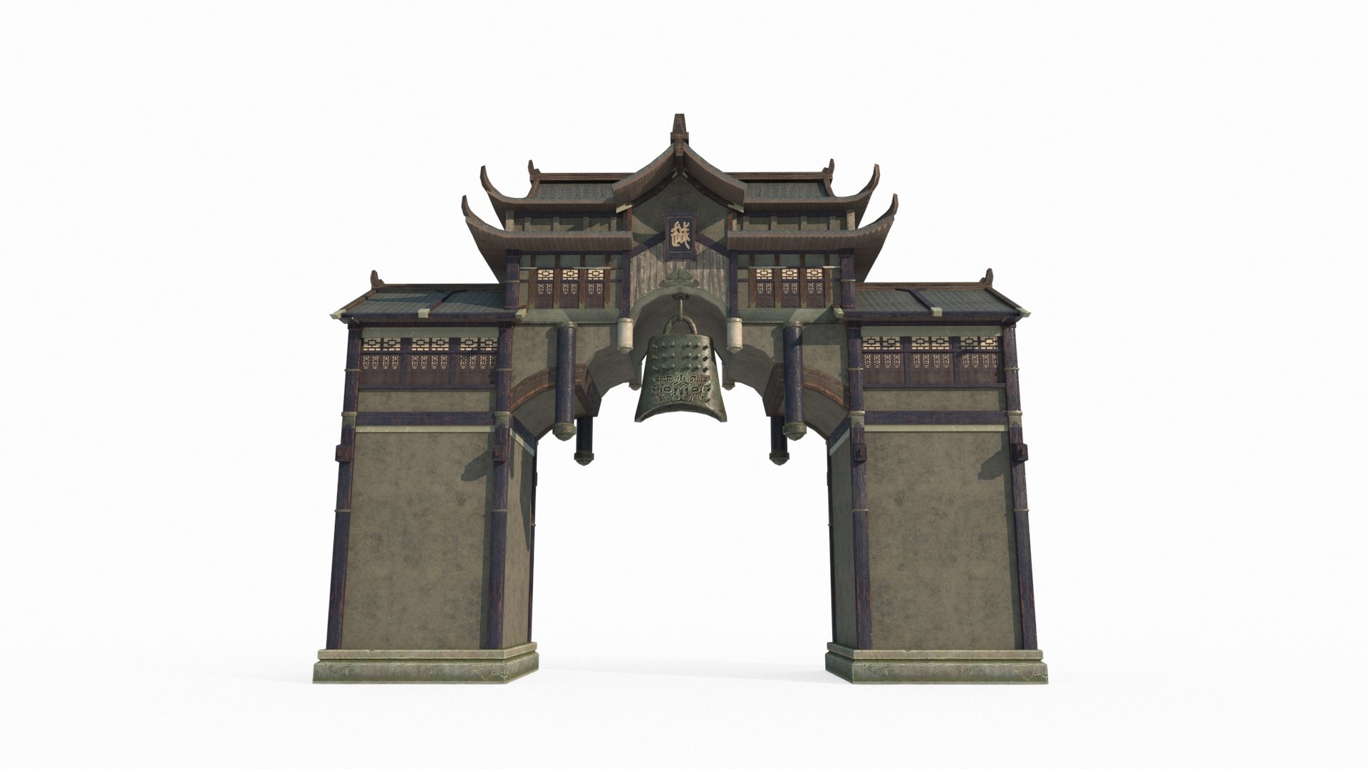 Large gatehouses in ancient Asian architecture 3D model - TurboSquid ...