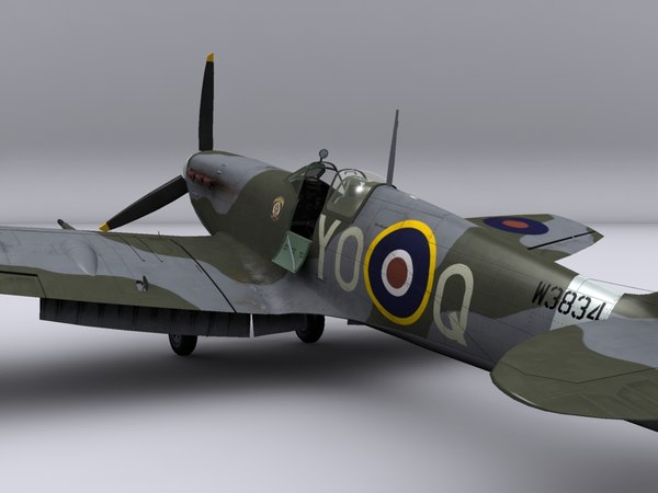 3d model supermarine spitfire fighter lf