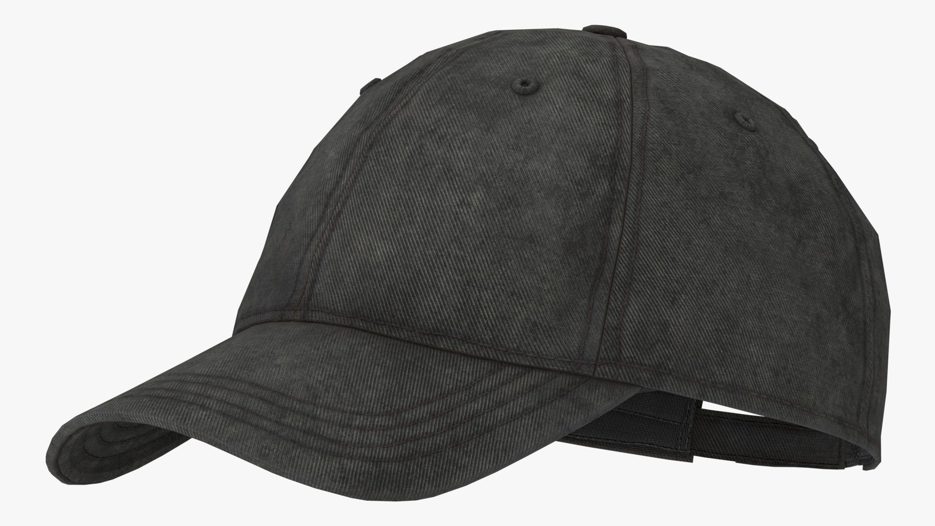 Washed Baseball Cap - Washed Black - Game Asset 3D model - TurboSquid ...