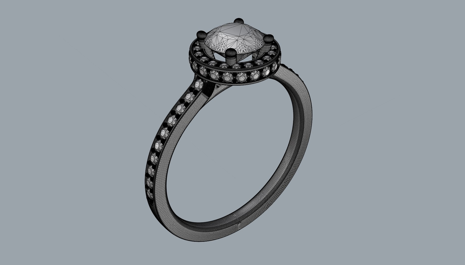 Halo Round Diamond Engagement Ring CAD 3d Model - Ready for 3D Printing ...
